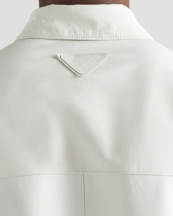 White Leather Blouson Jacket | PRADA