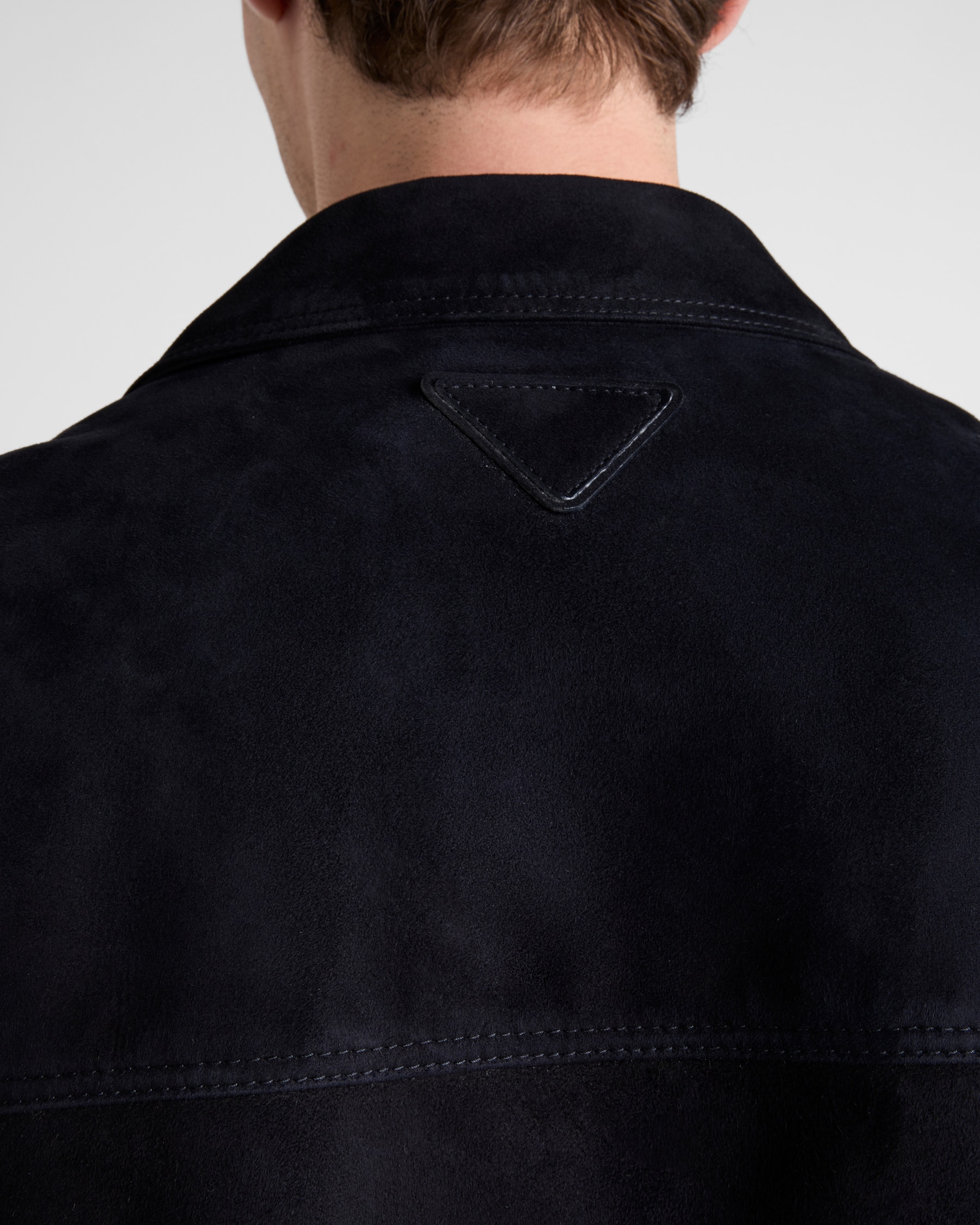 Navy Suede Blouson Jacket | PRADA