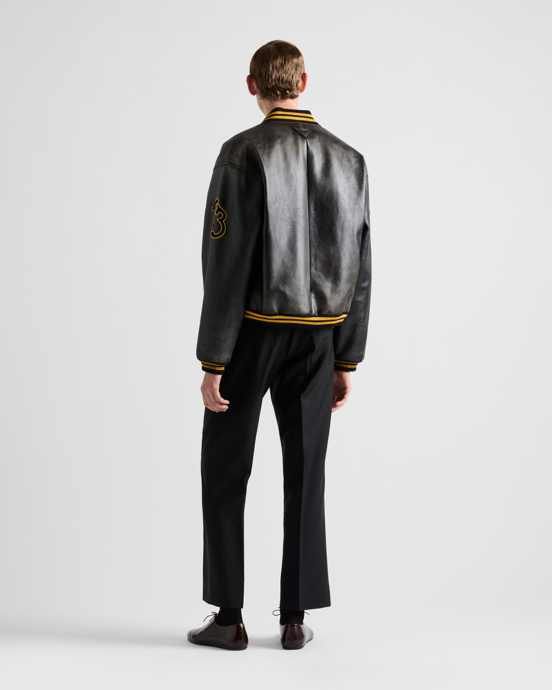 Black Padded Leather Bomber Jacket | PRADA