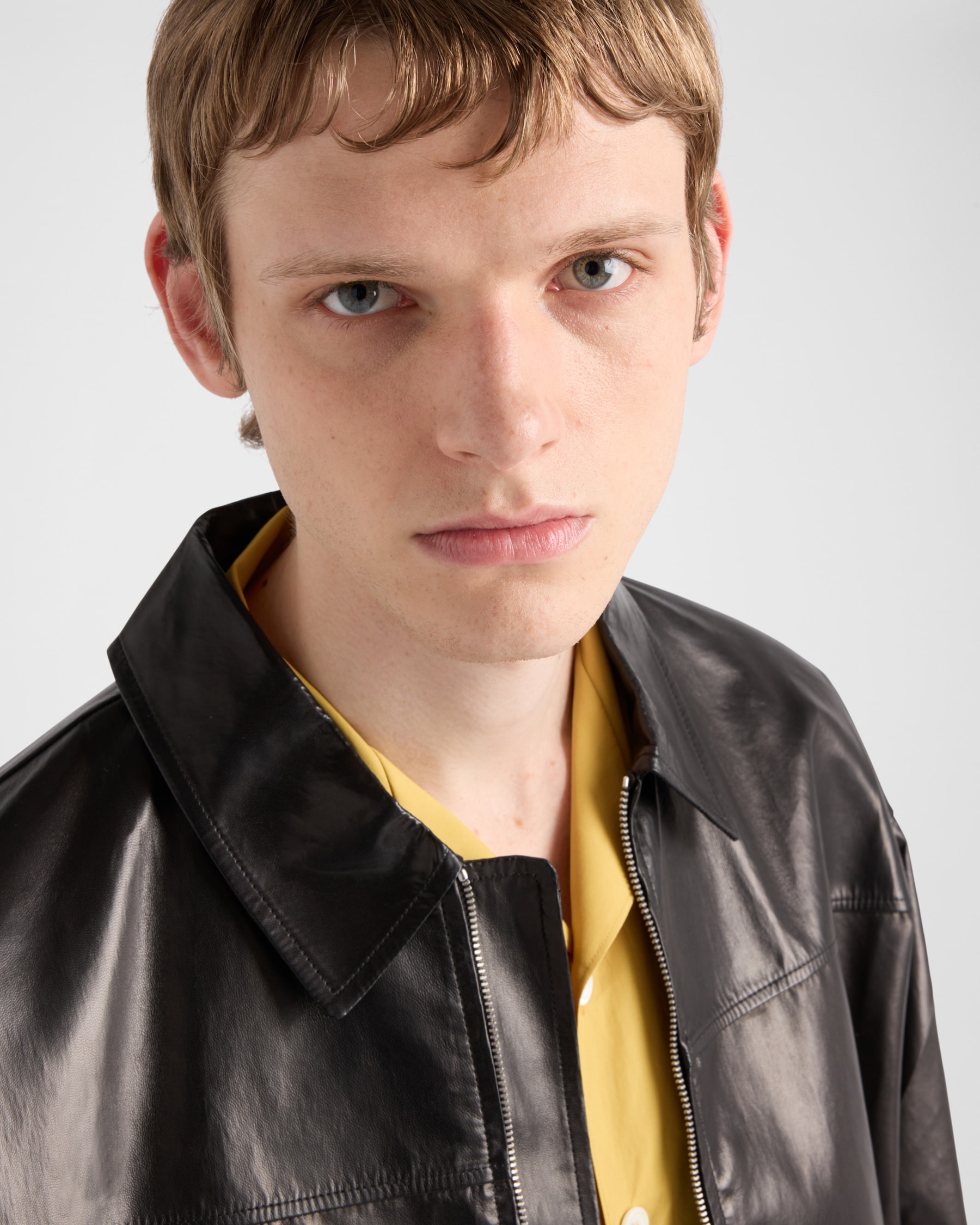 Black+sand Leather Bomber Jacket | PRADA