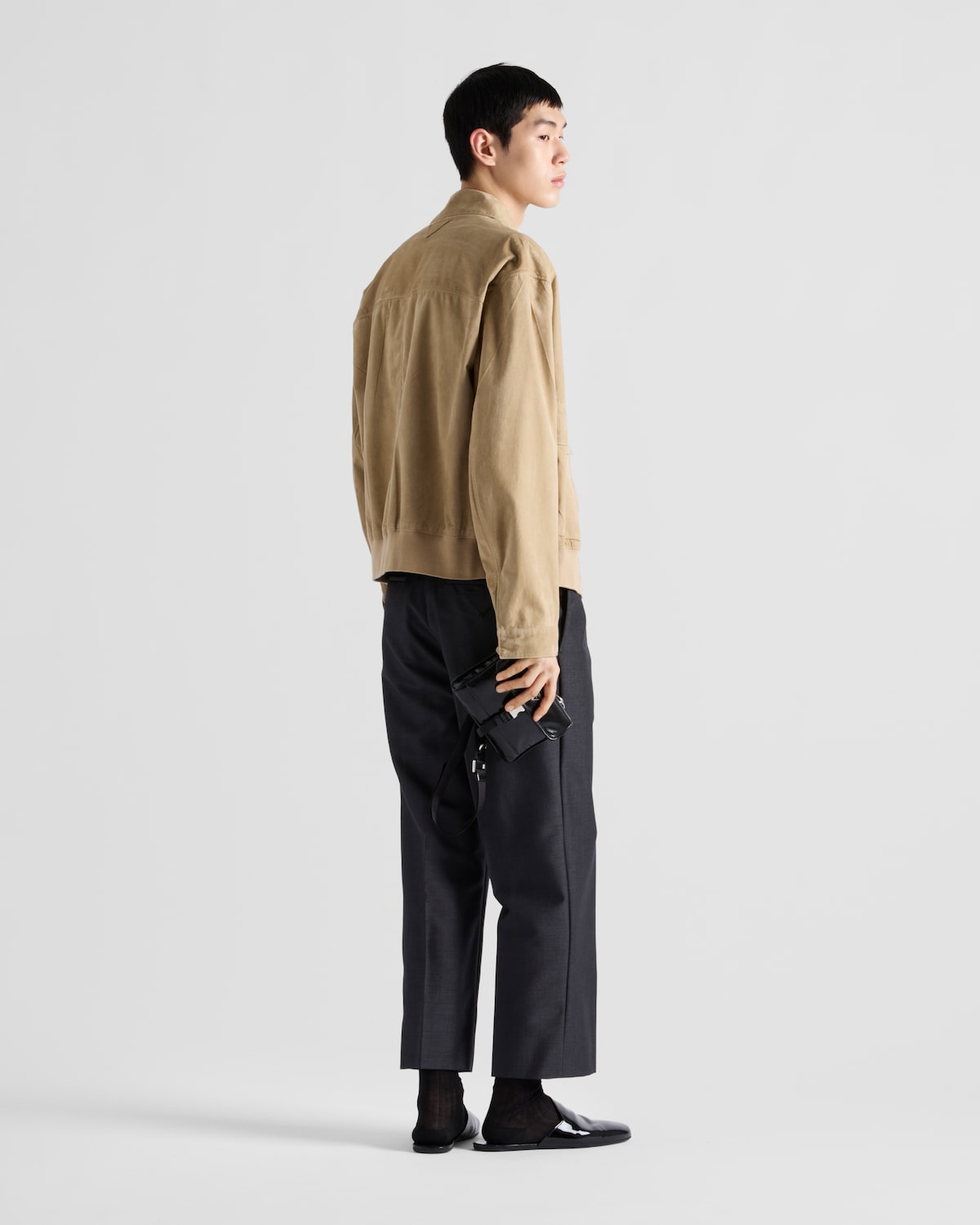 Süet Ve Pamuklu Bomber Ceket Safari/siyah | PRADA