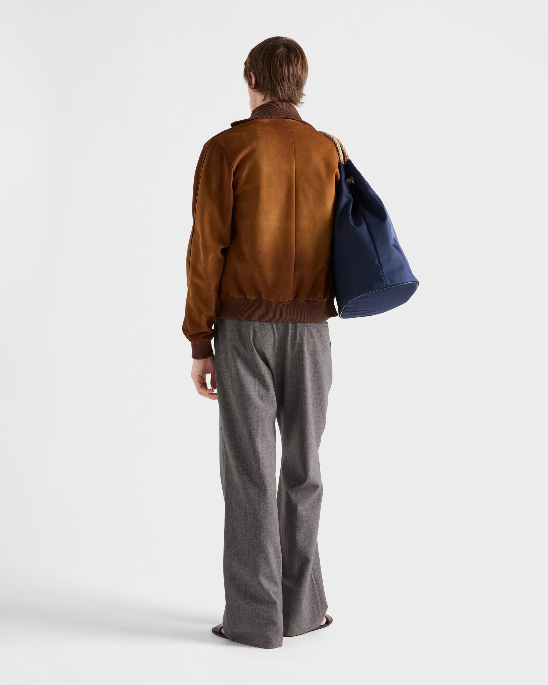 Cognac Suede Blouson Jacket | PRADA