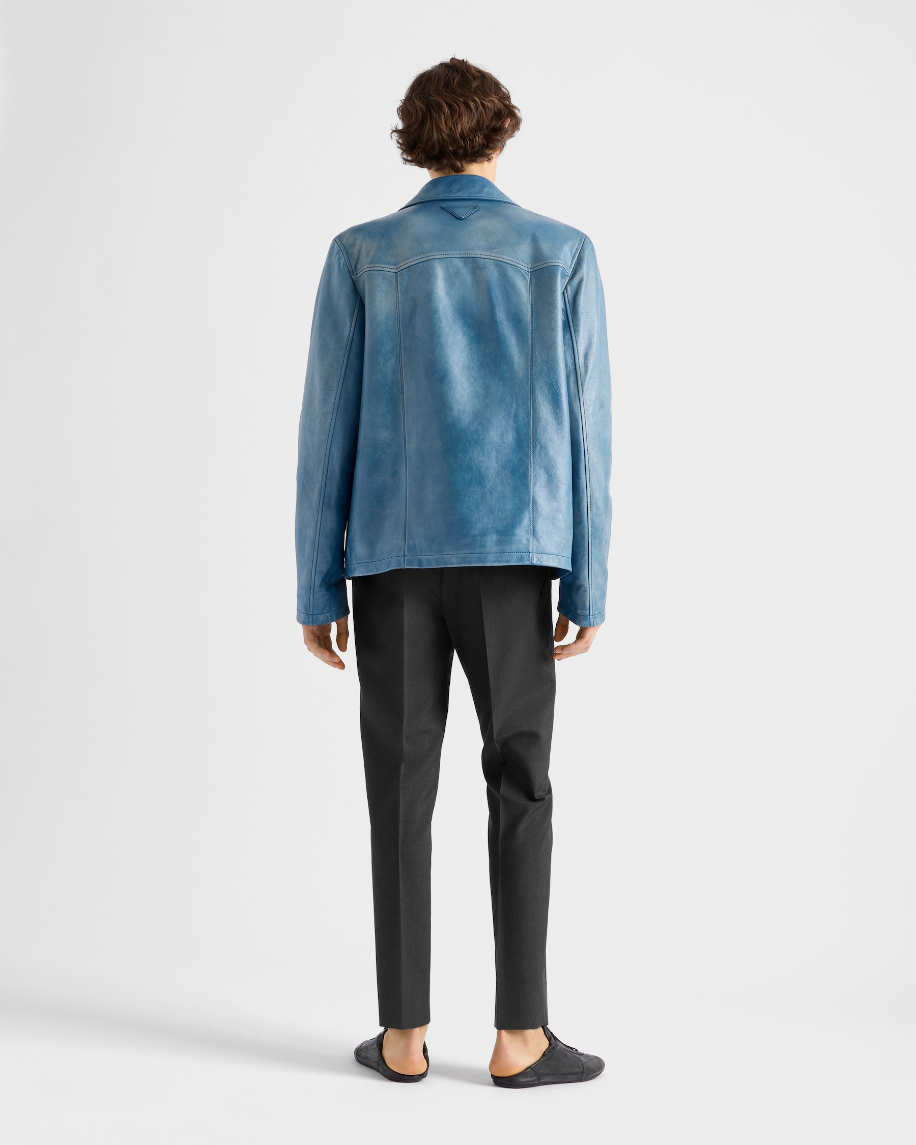 Aviator Blue Nappa Leather Jacket | PRADA