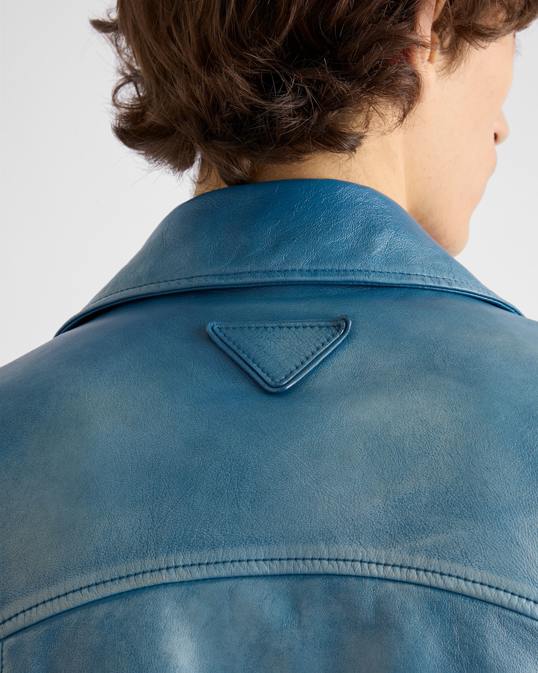 Aviator Blue Nappa Leather Jacket | PRADA