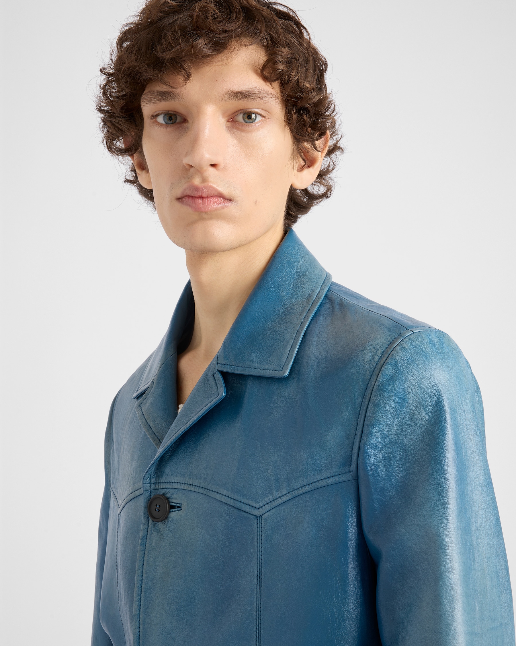 Aviator Blue Nappa Leather Jacket | PRADA