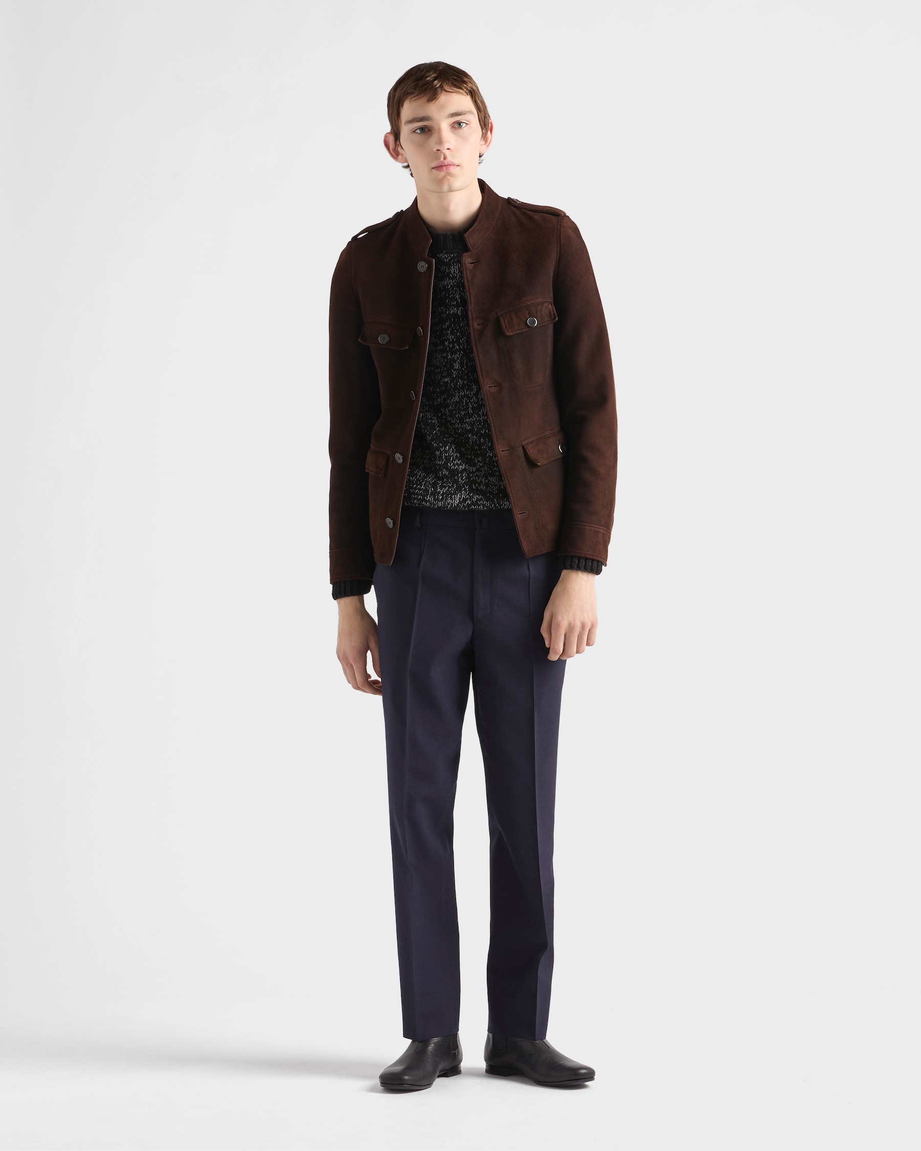 Coffee Suede Jacket | PRADA