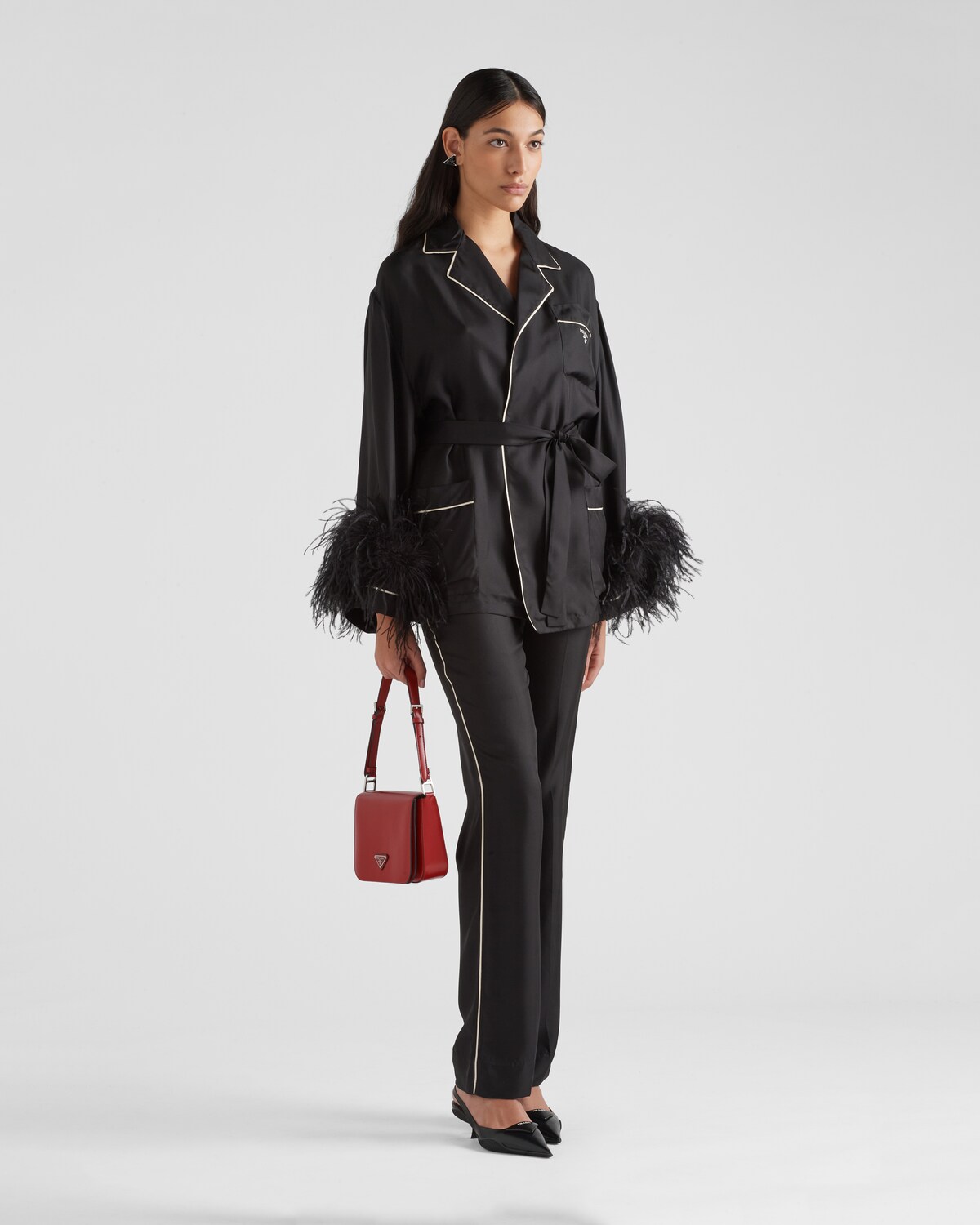 Black Silk Twill Robe | PRADA