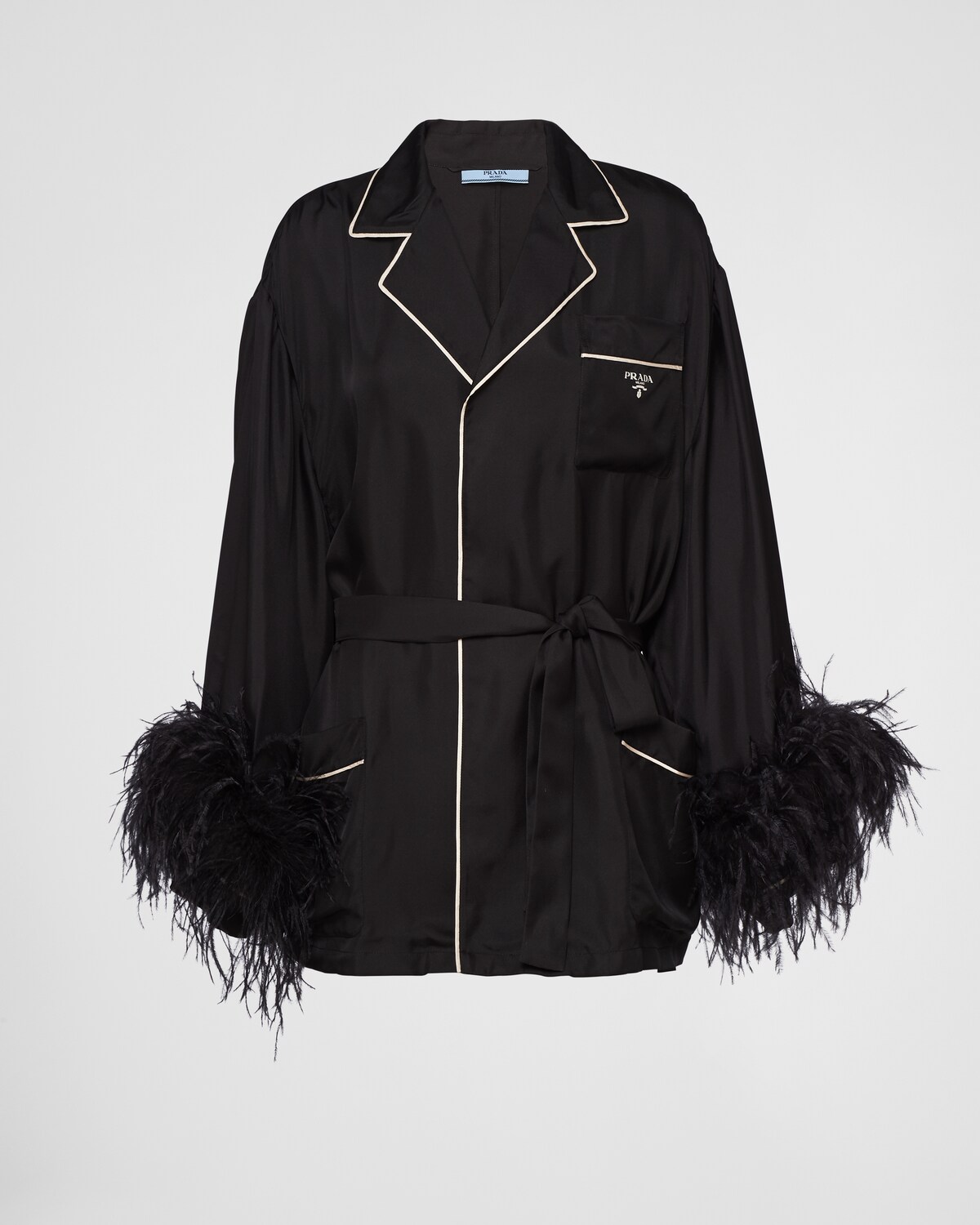 Black Silk Twill Robe | PRADA