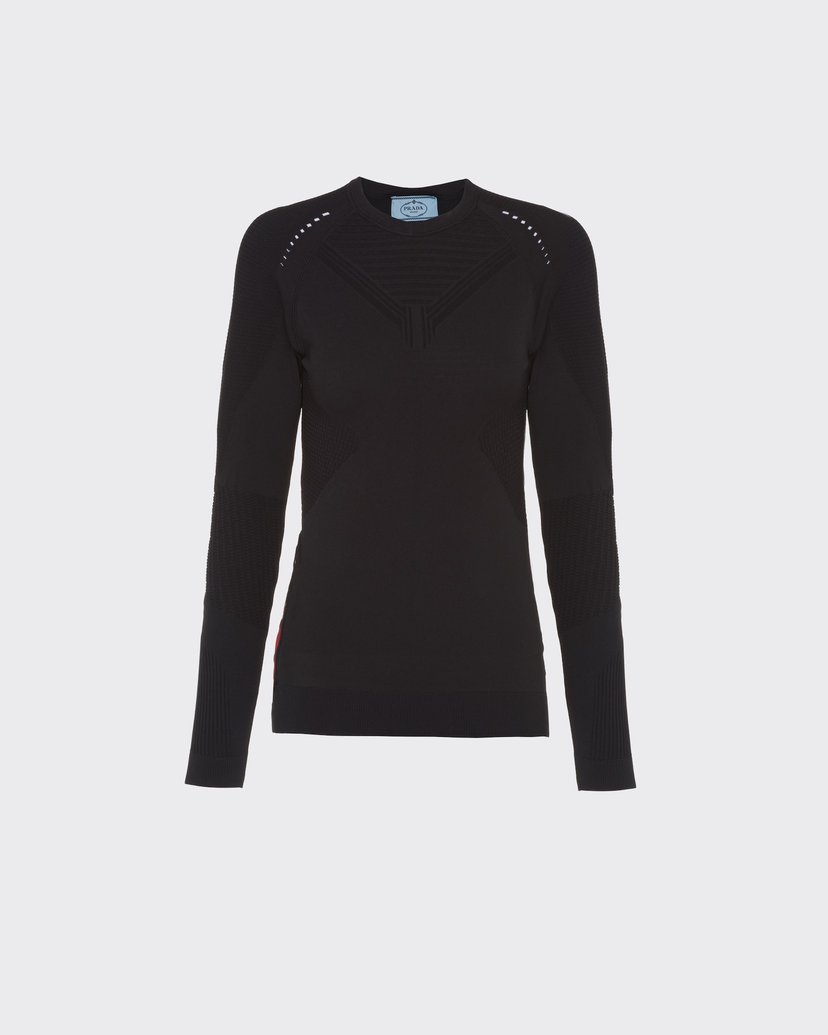 Black/white Soft Rec Polyester Crew-neck Sweater | PRADA