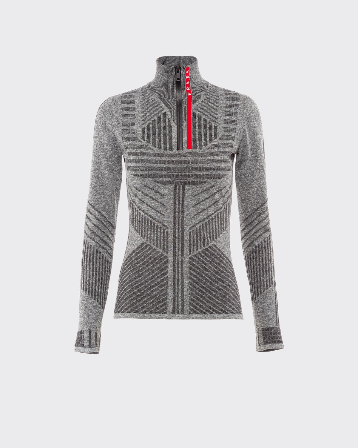 Grey Tech Rec Nylon Piqué Sporty Top | PRADA
