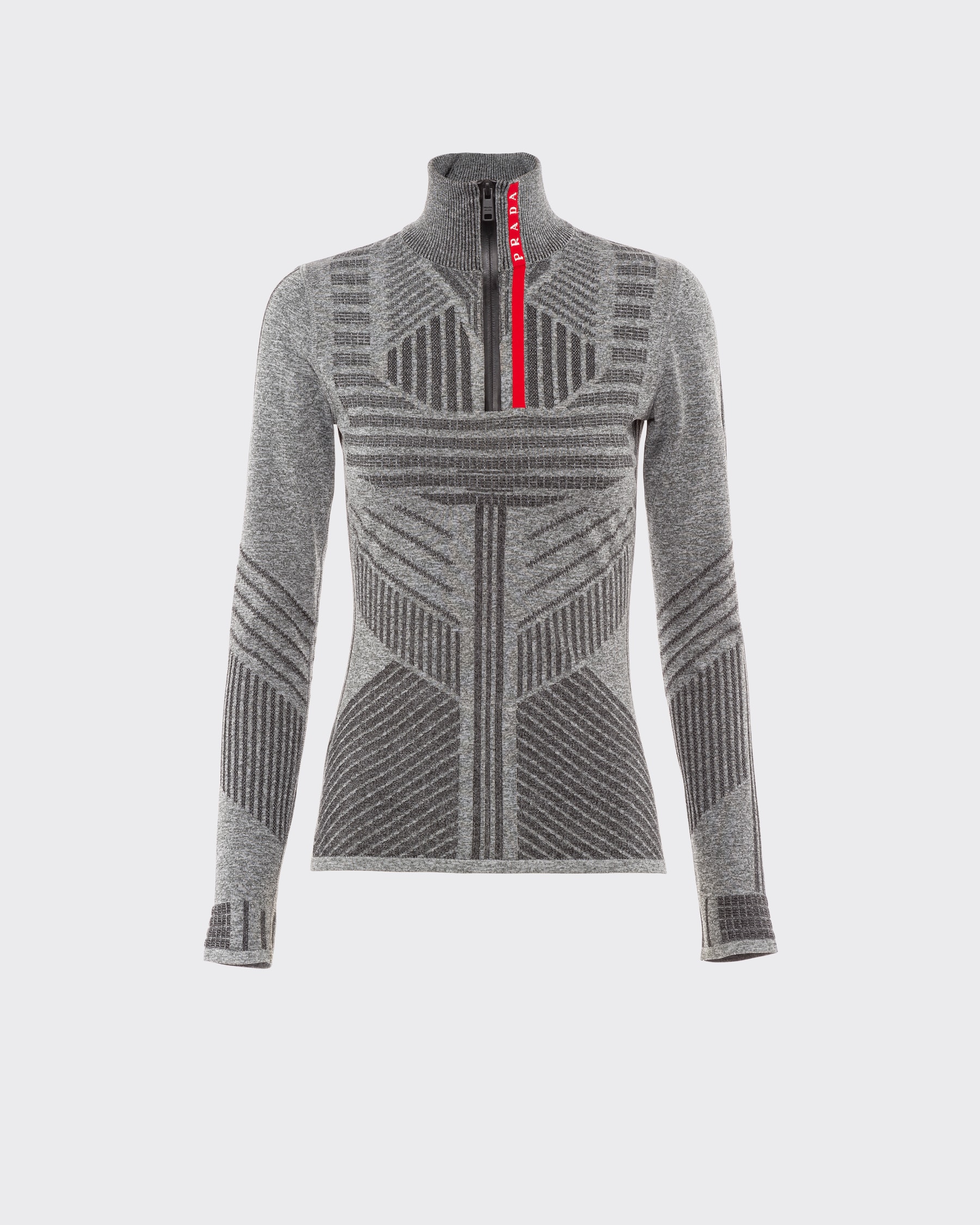 Grey Tech Rec Re-nylon Piqué Sporty Top | PRADA