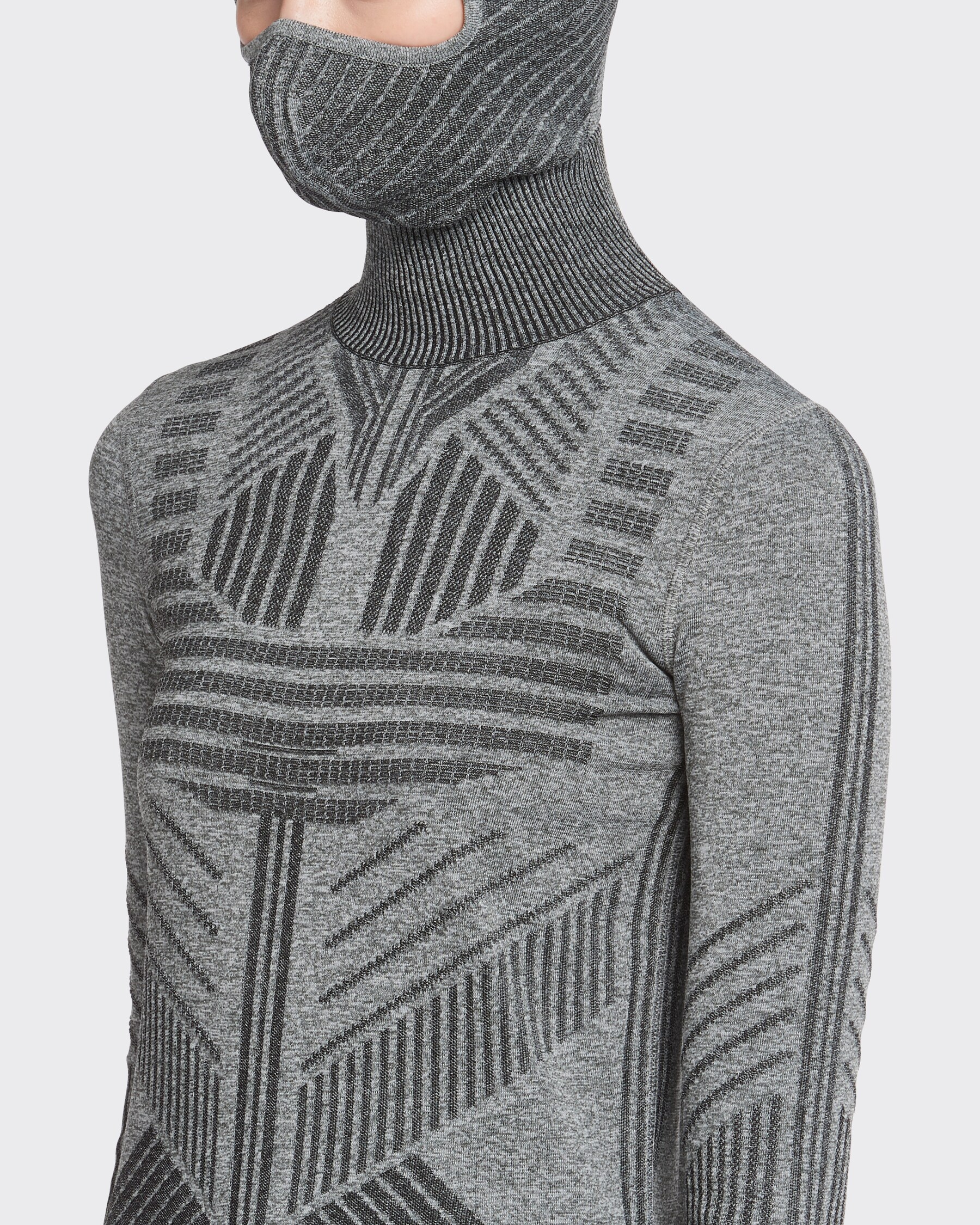 Grey Tech Rec Nylon Piqué Top With Ski Mask | PRADA