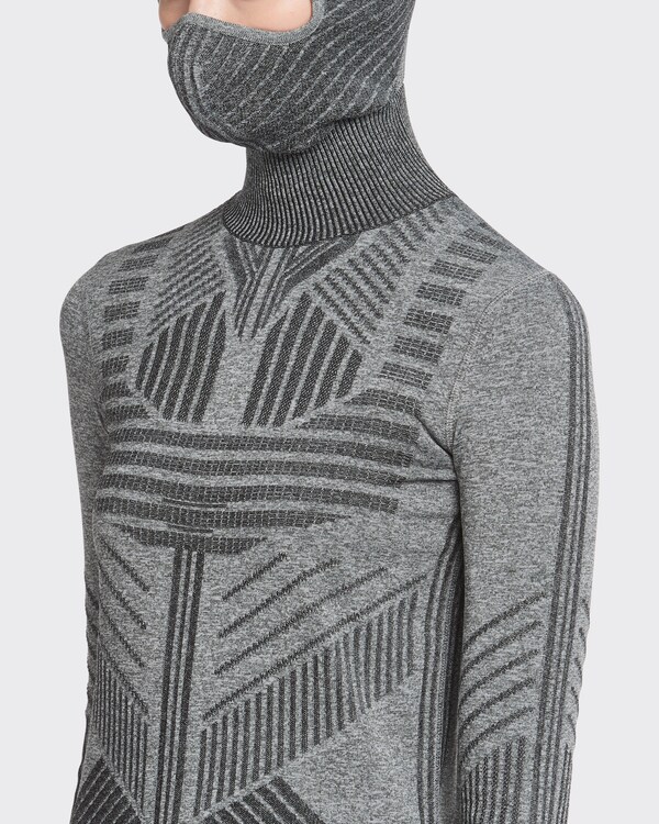 Grey Tech Rec Re-nylon Piqué Top With Ski Mask | PRADA