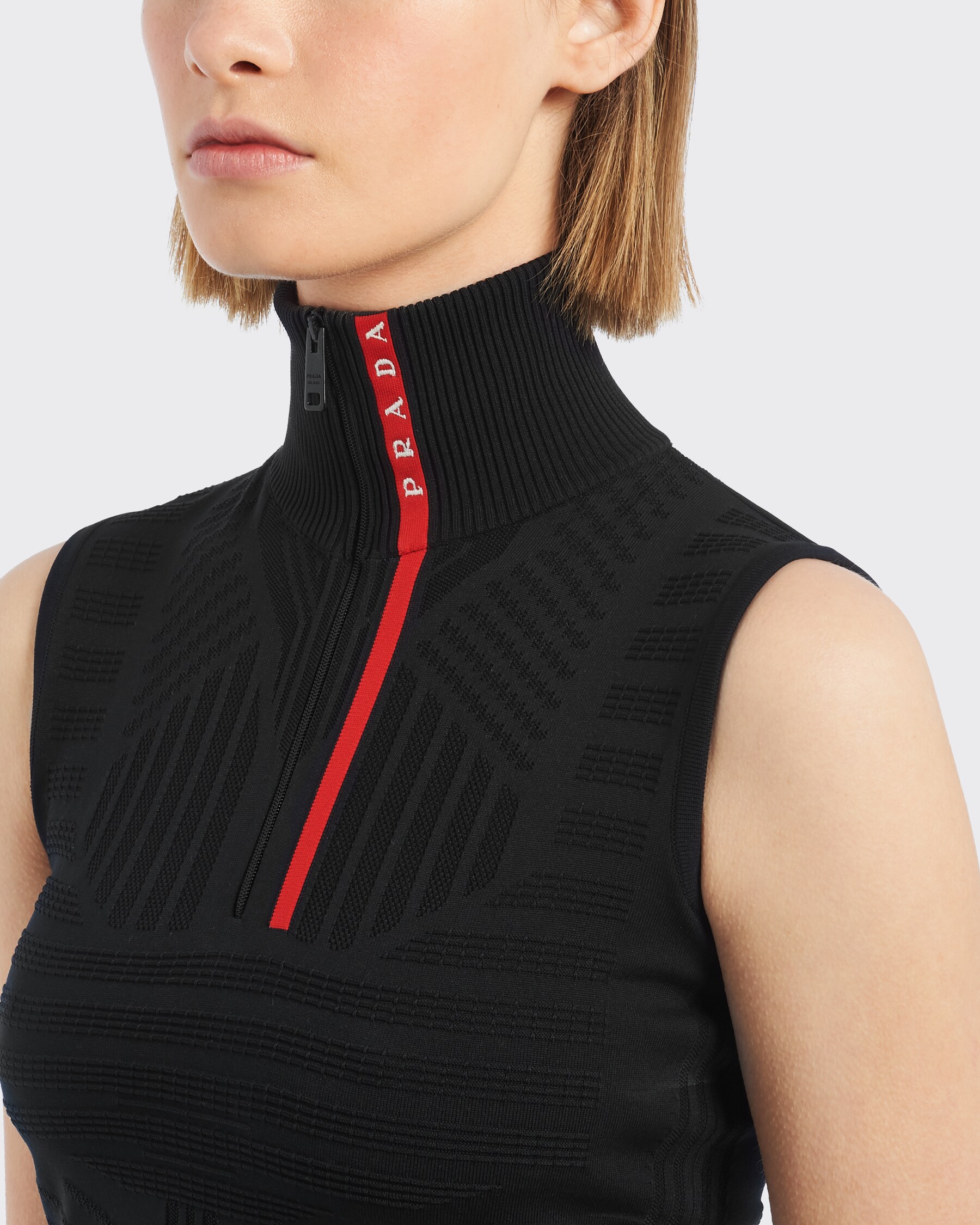 Black/black Polyester Sleeveless Top | PRADA