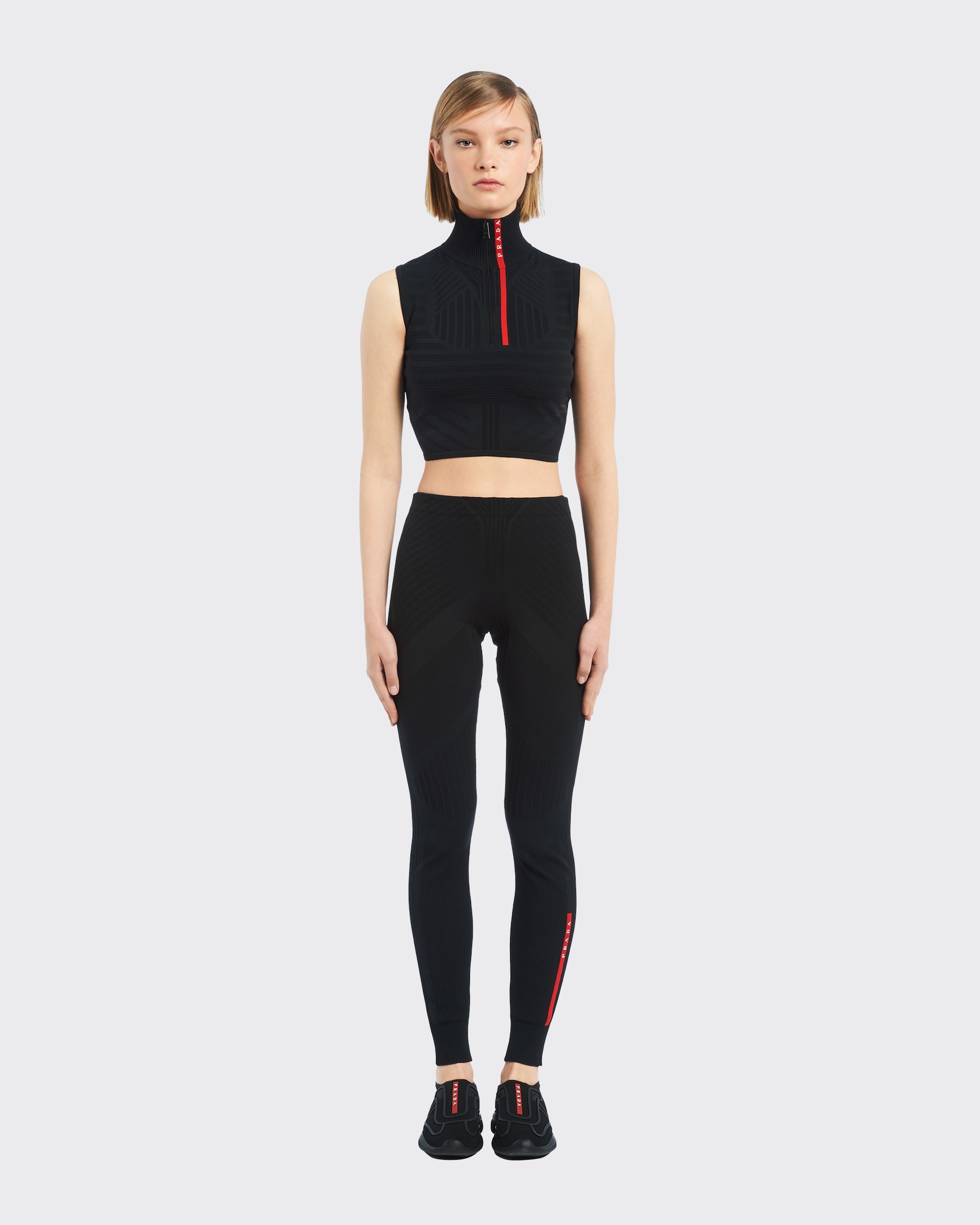 Black/black Polyester Sleeveless Top | PRADA