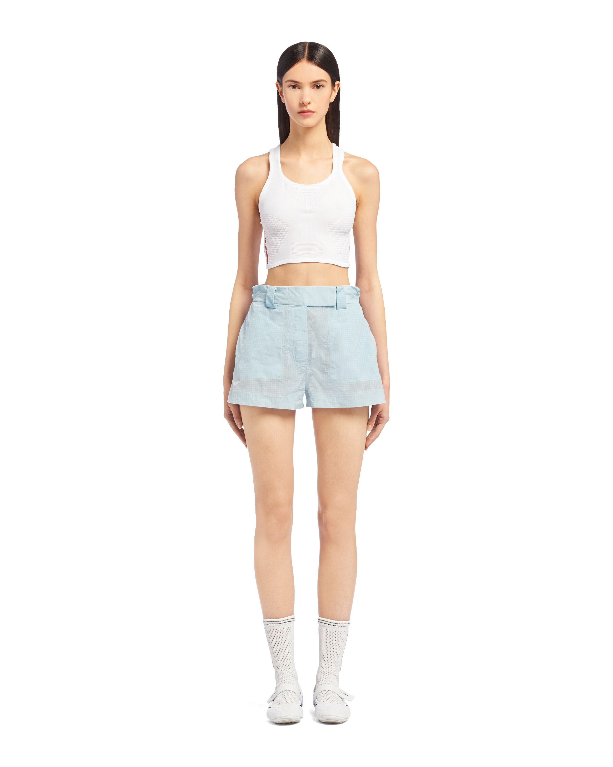 White/black Soft Rec Polyester tank top | Prada