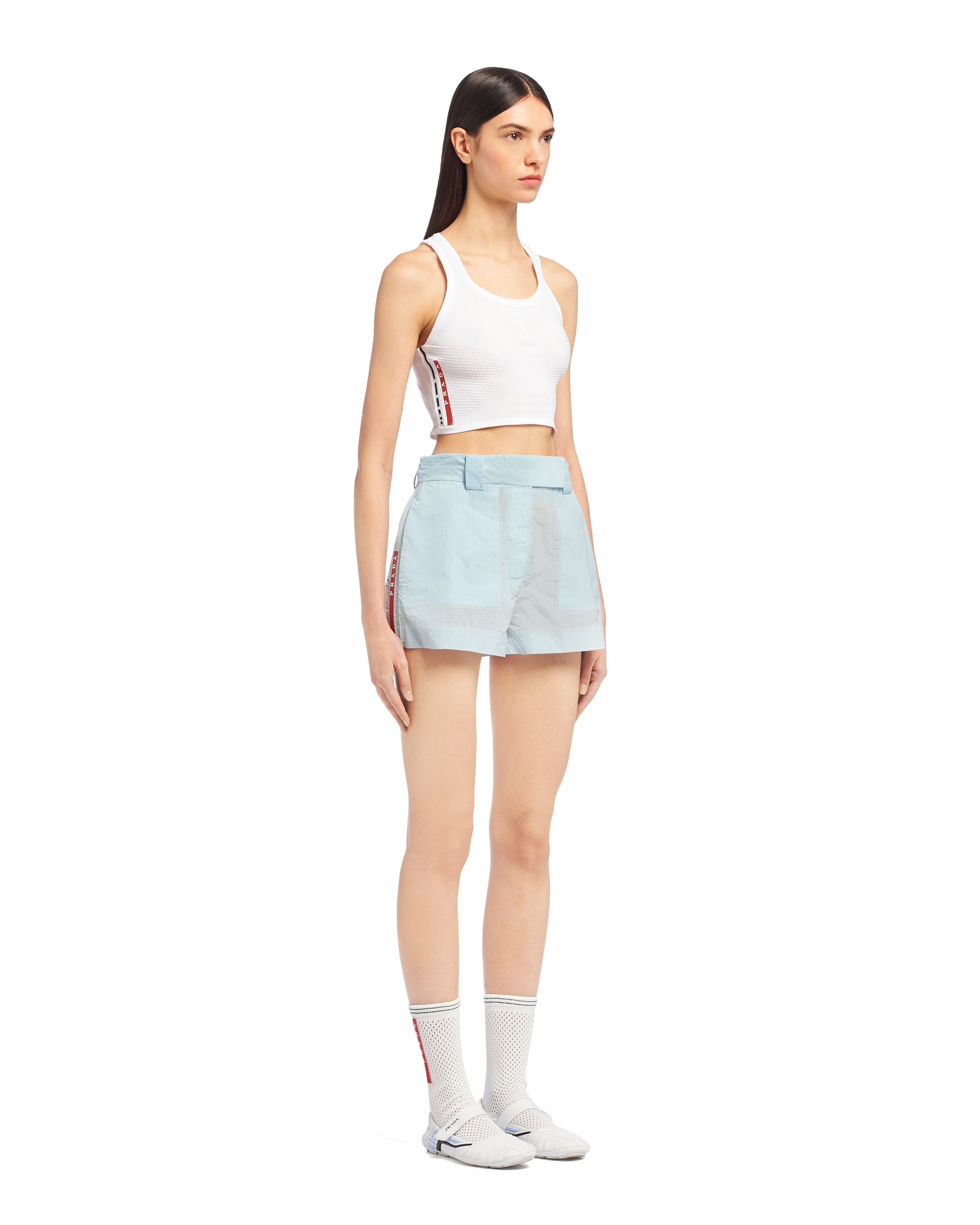 White/black Soft Rec Polyester tank top | Prada