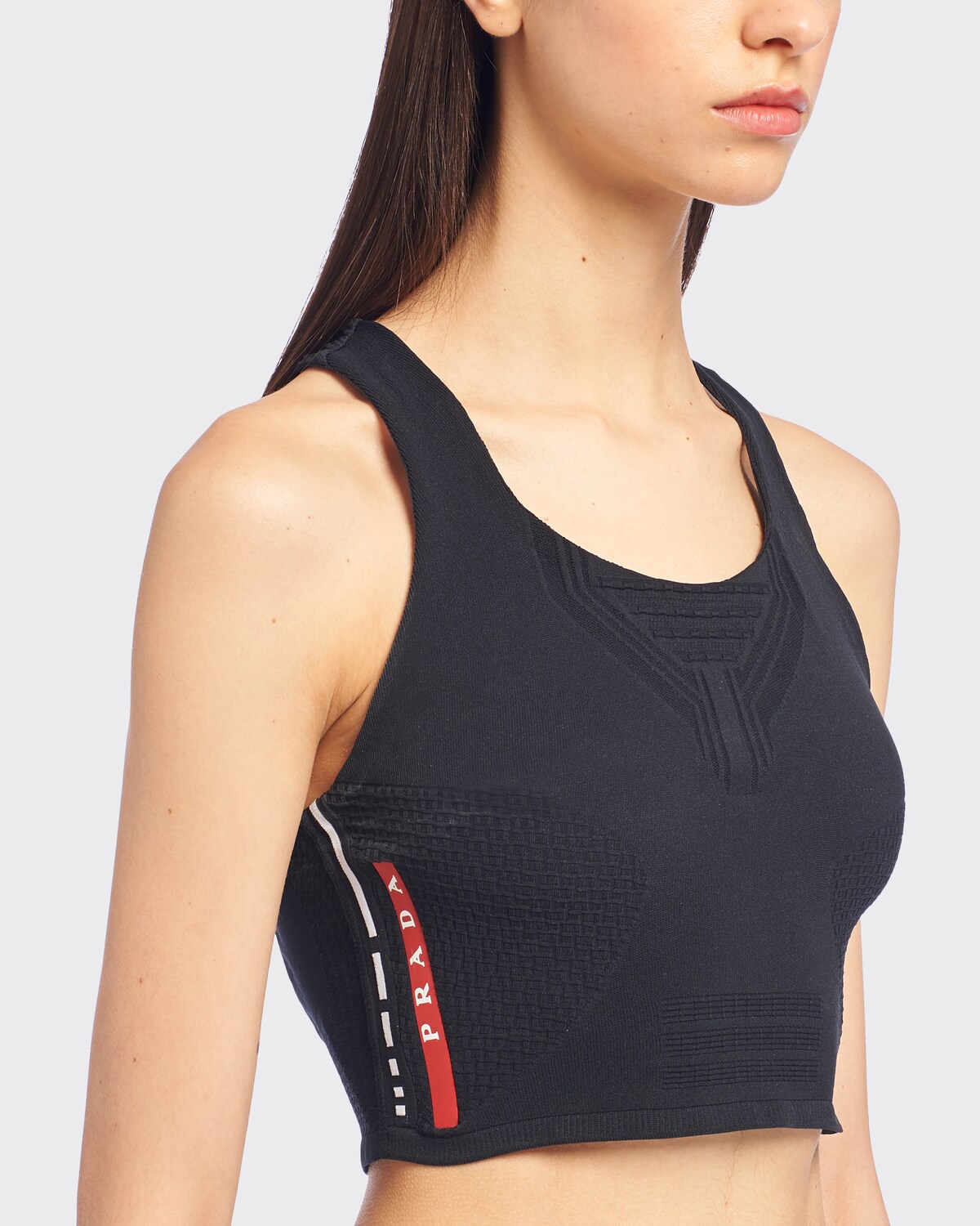 Black/white Soft Rec Polyester Tank Top | PRADA