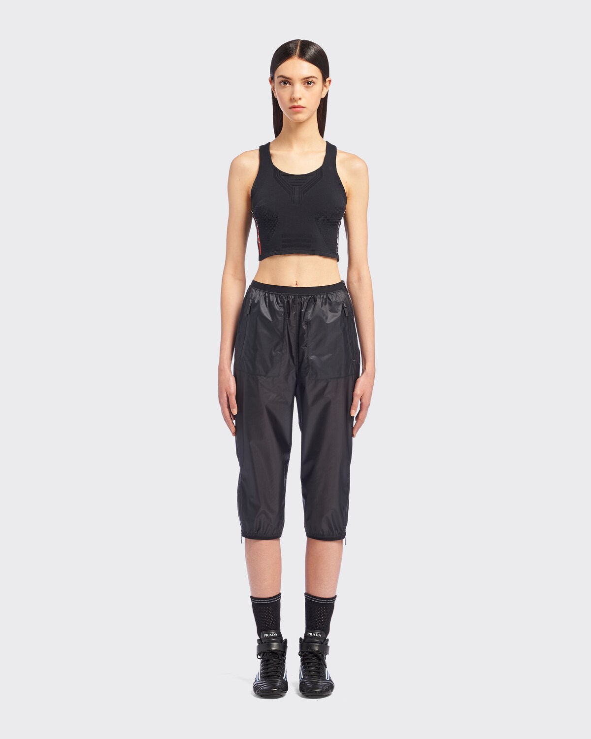 Black/white Soft Rec Polyester Tank Top | PRADA