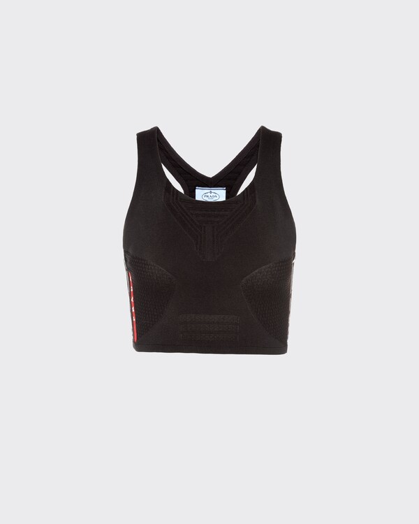 Black/white Soft Rec Polyester Tank Top | PRADA