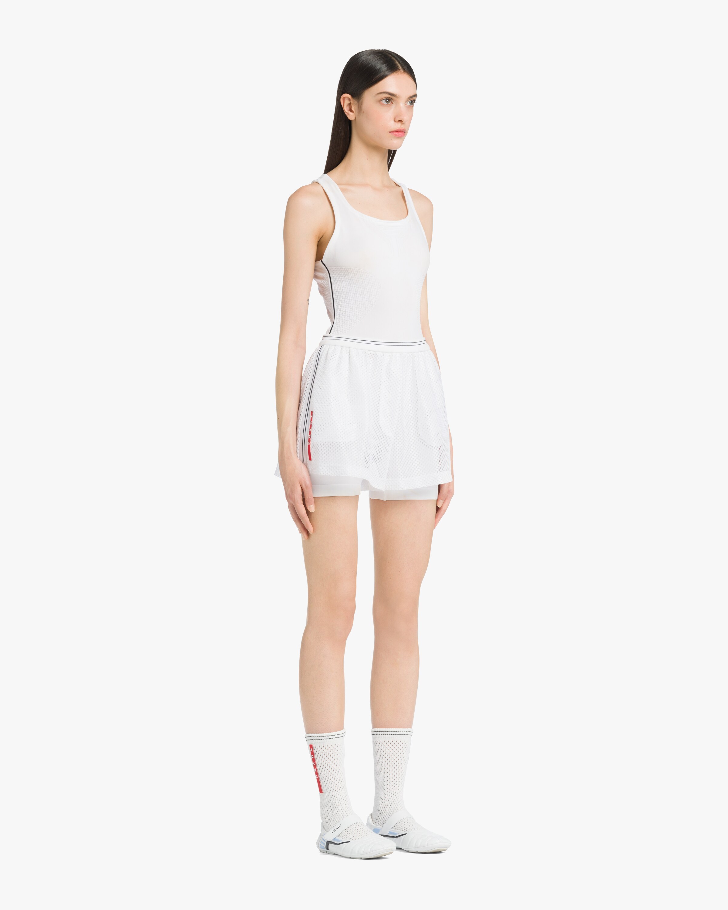 White Mesh shorts | Prada
