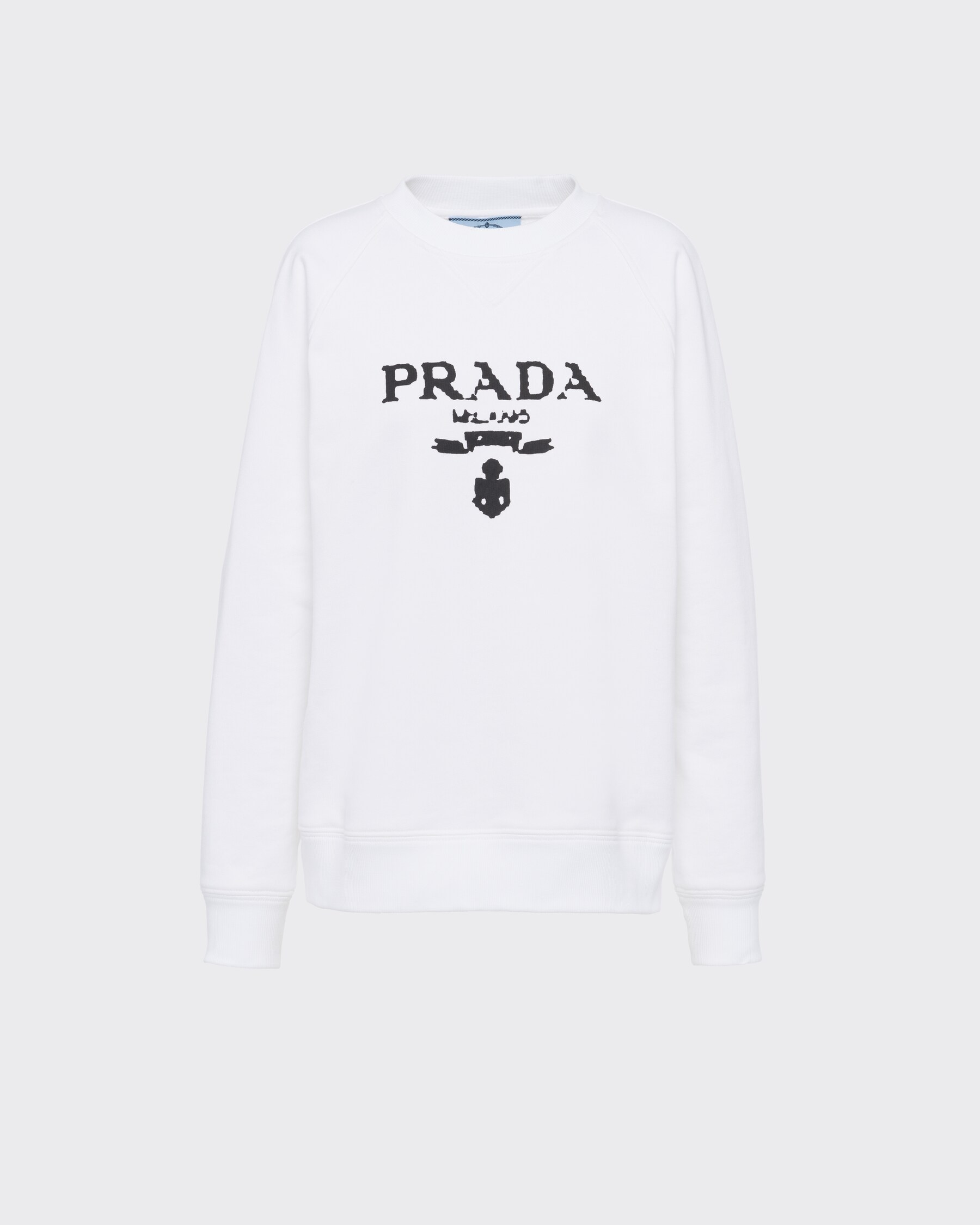 White/black Oversized Logo Print Jersey Sweatshirt | PRADA