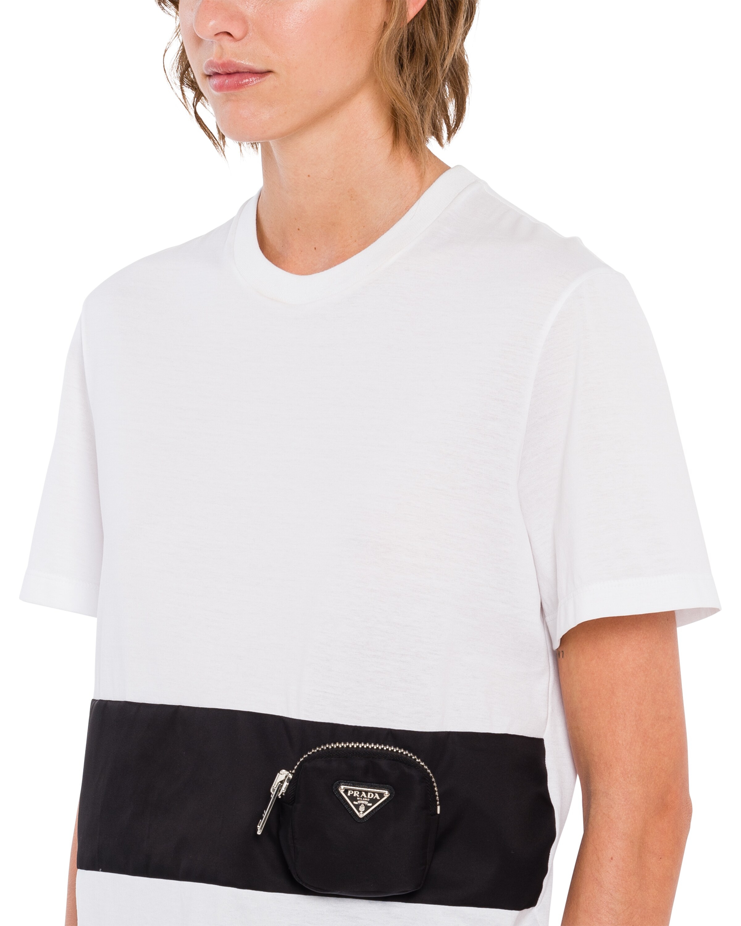 White/black Jersey T-shirt | Prada