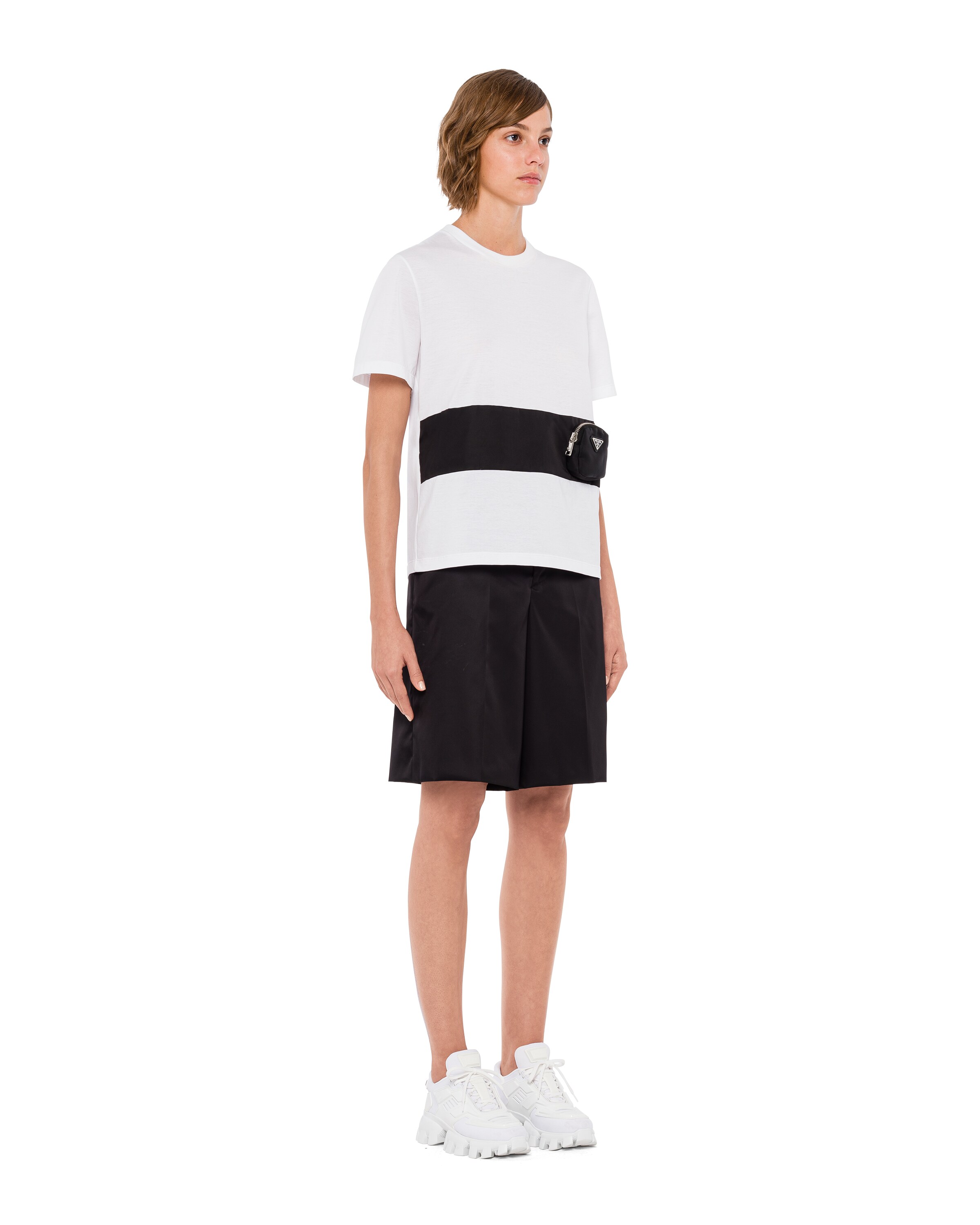 White/black Jersey T-shirt | Prada