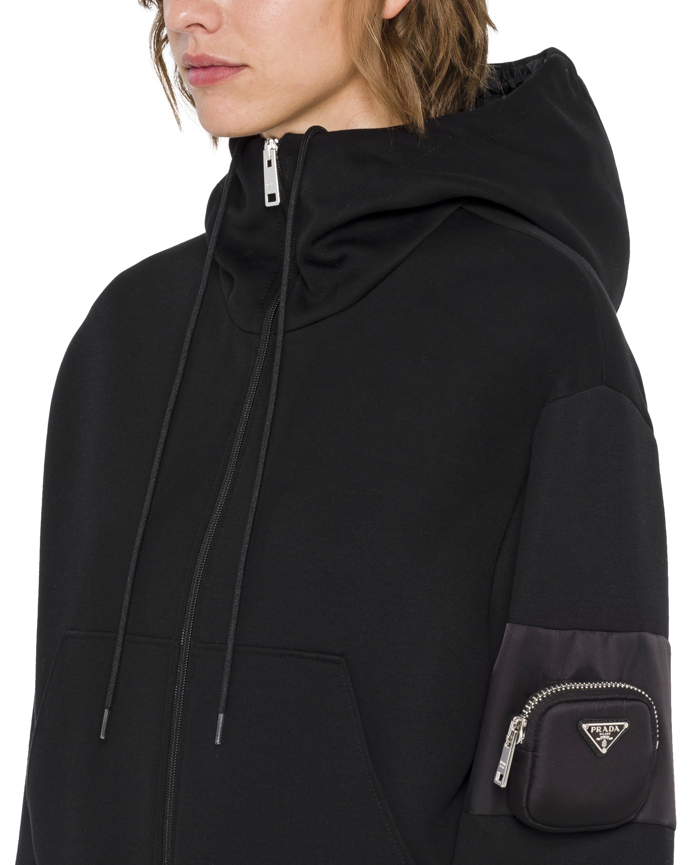 Black Technical cotton sweatshirt | Prada