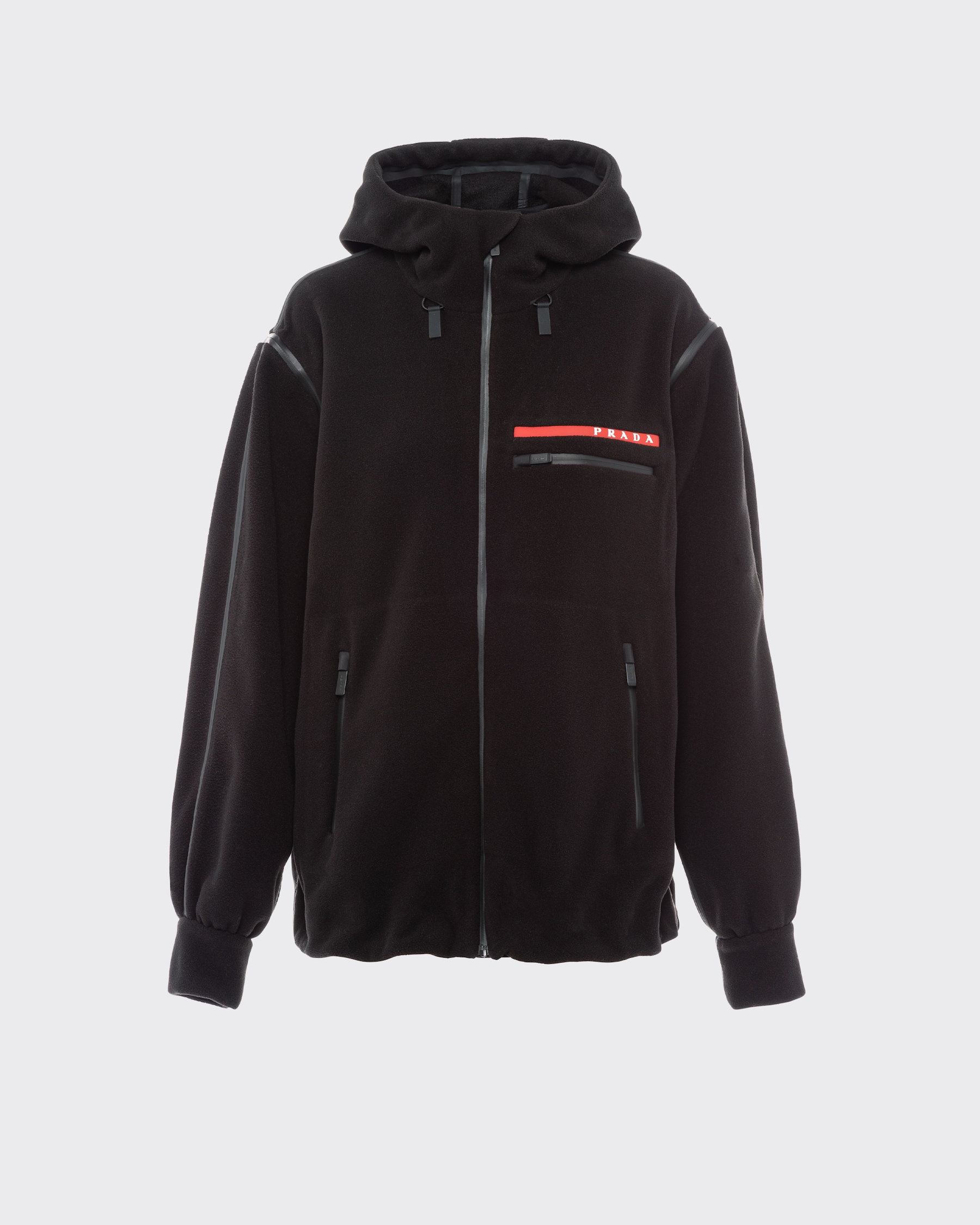 Black Recycled Technical Fleece Hoodie | PRADA