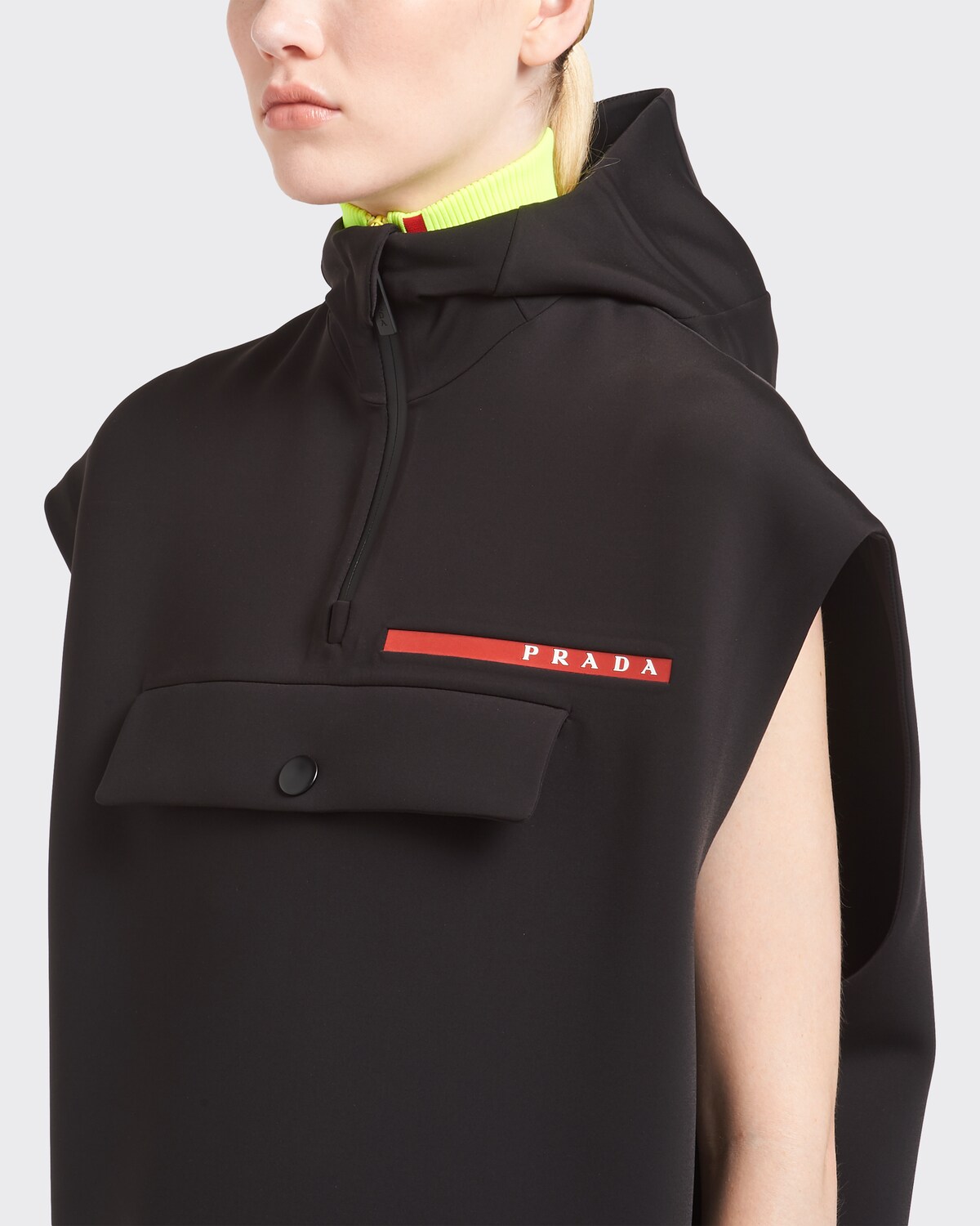 Gilet Sans Manches En Jersey Technique Double Noir | PRADA