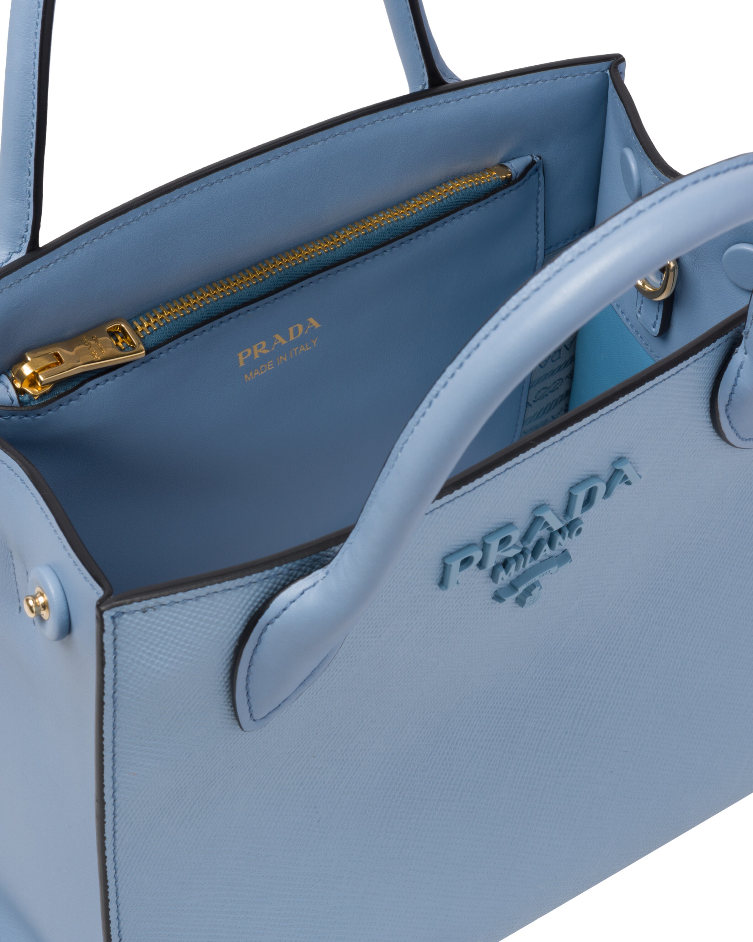 Astral Blue Small Saffiano Leather Prada Monochrome Bag | Prada