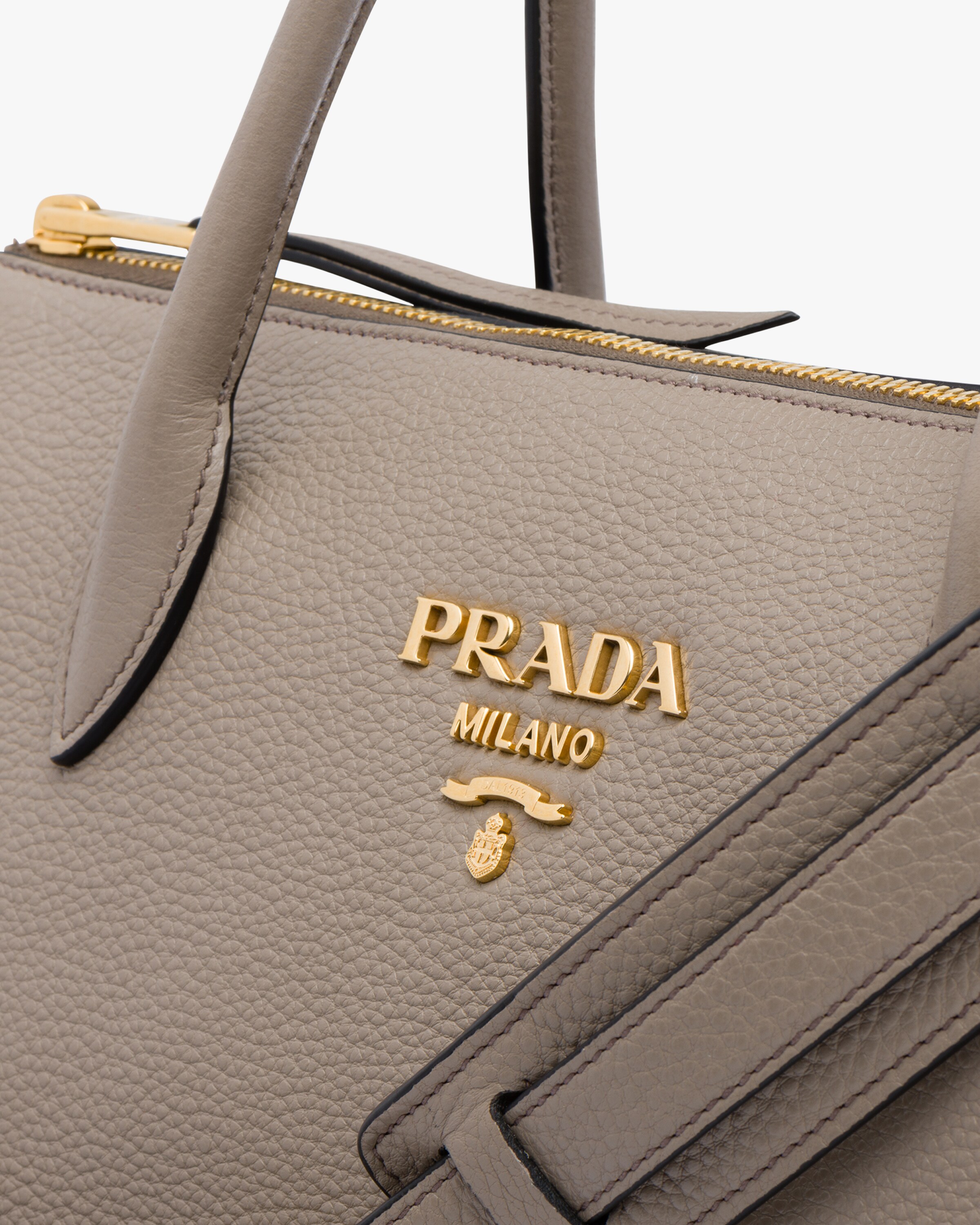 Clay Gray Leather Handbag | Prada