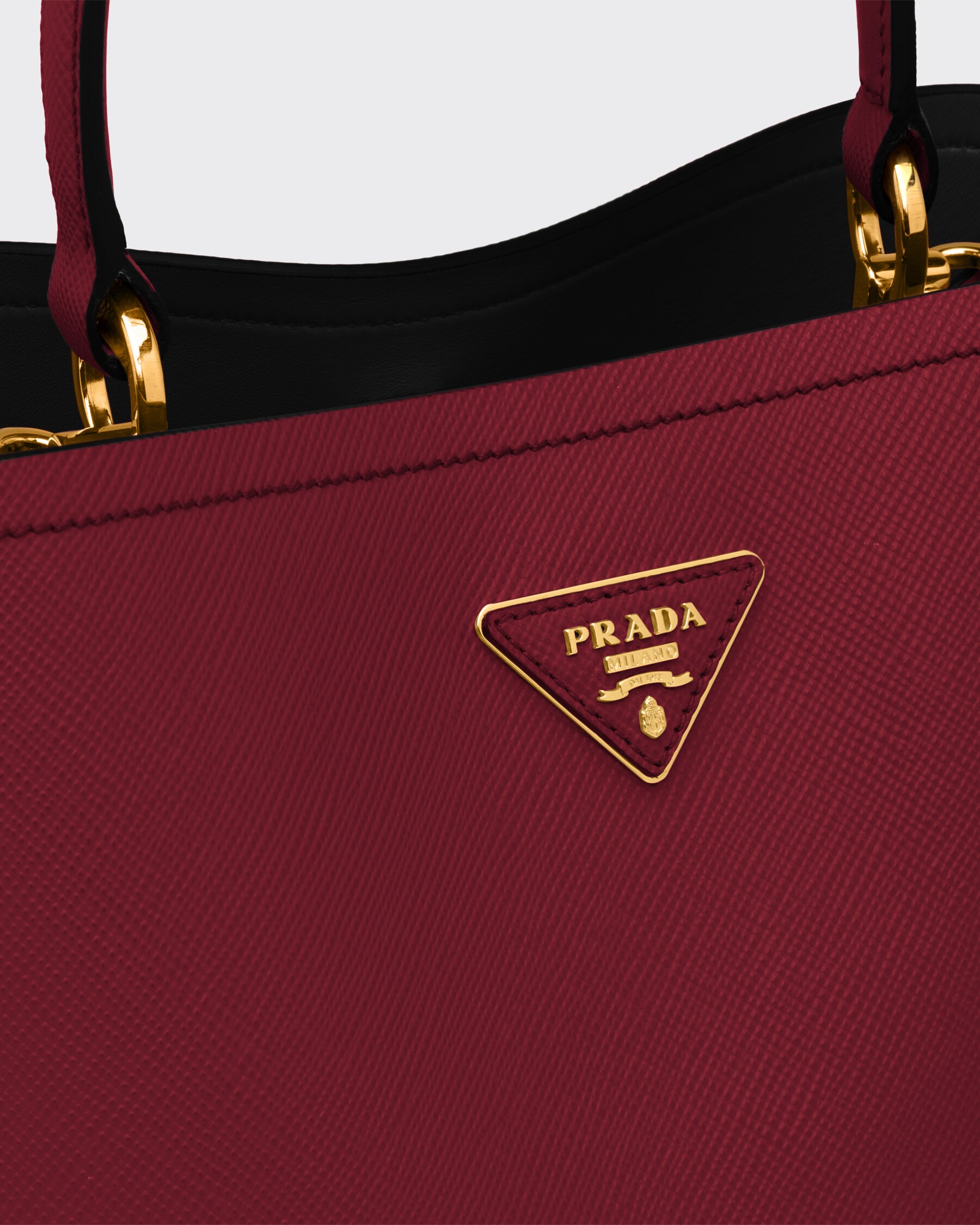 Cerise/black Prada Panier Saffiano Leather Bag | PRADA