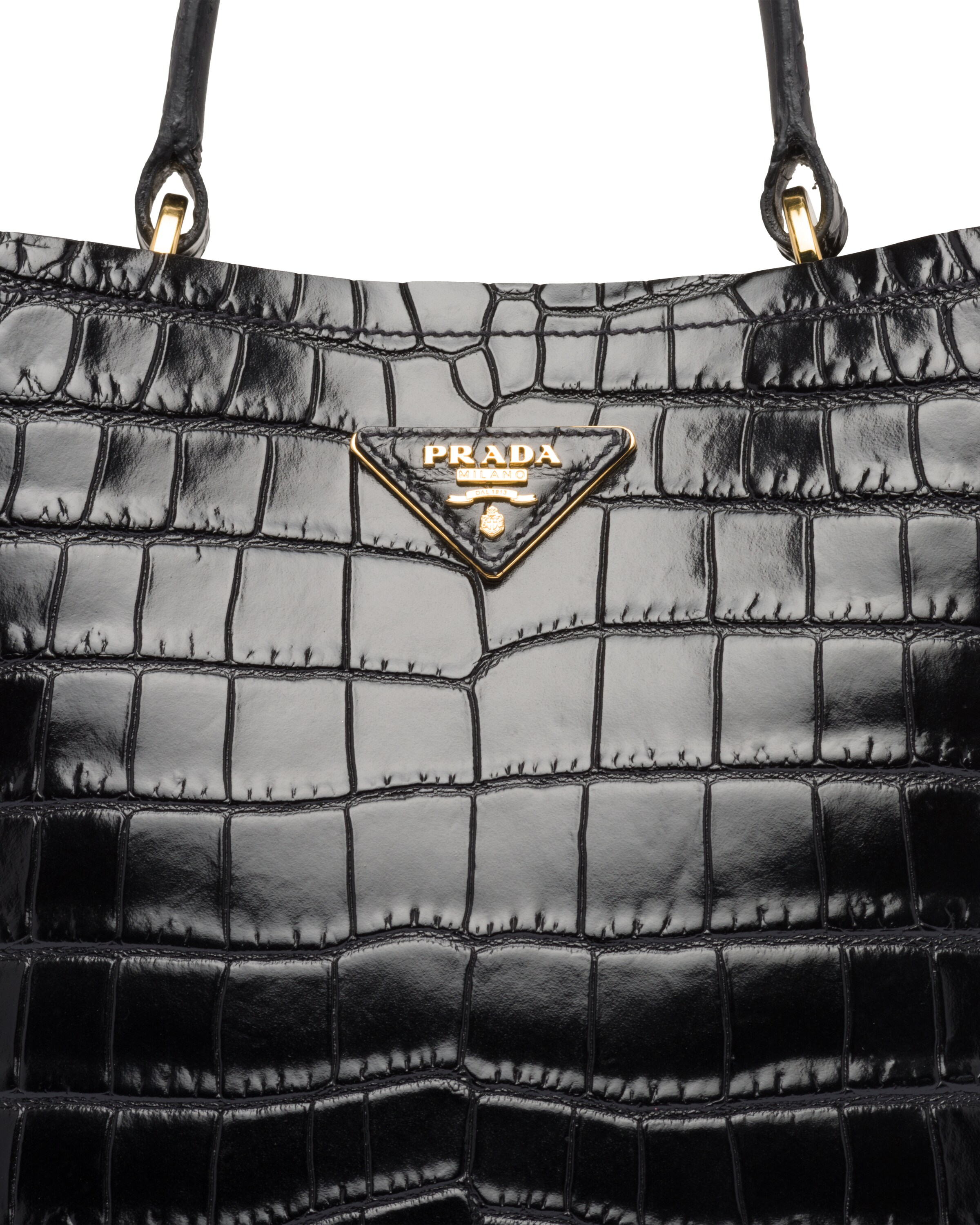 Black Prada Panier crocodile leather bag | Prada