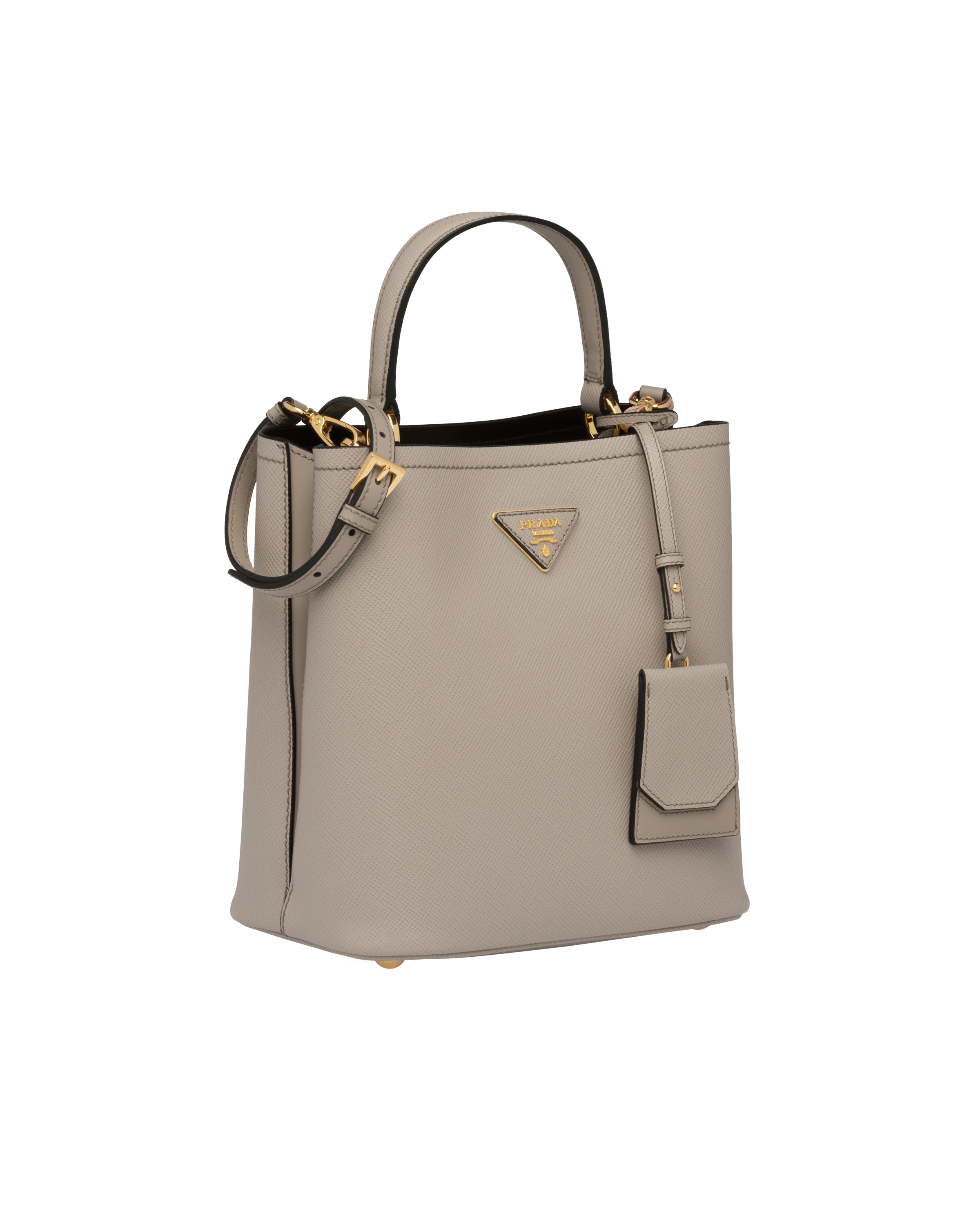 Slate/black Medium Saffiano Leather Prada Panier Bag | Prada