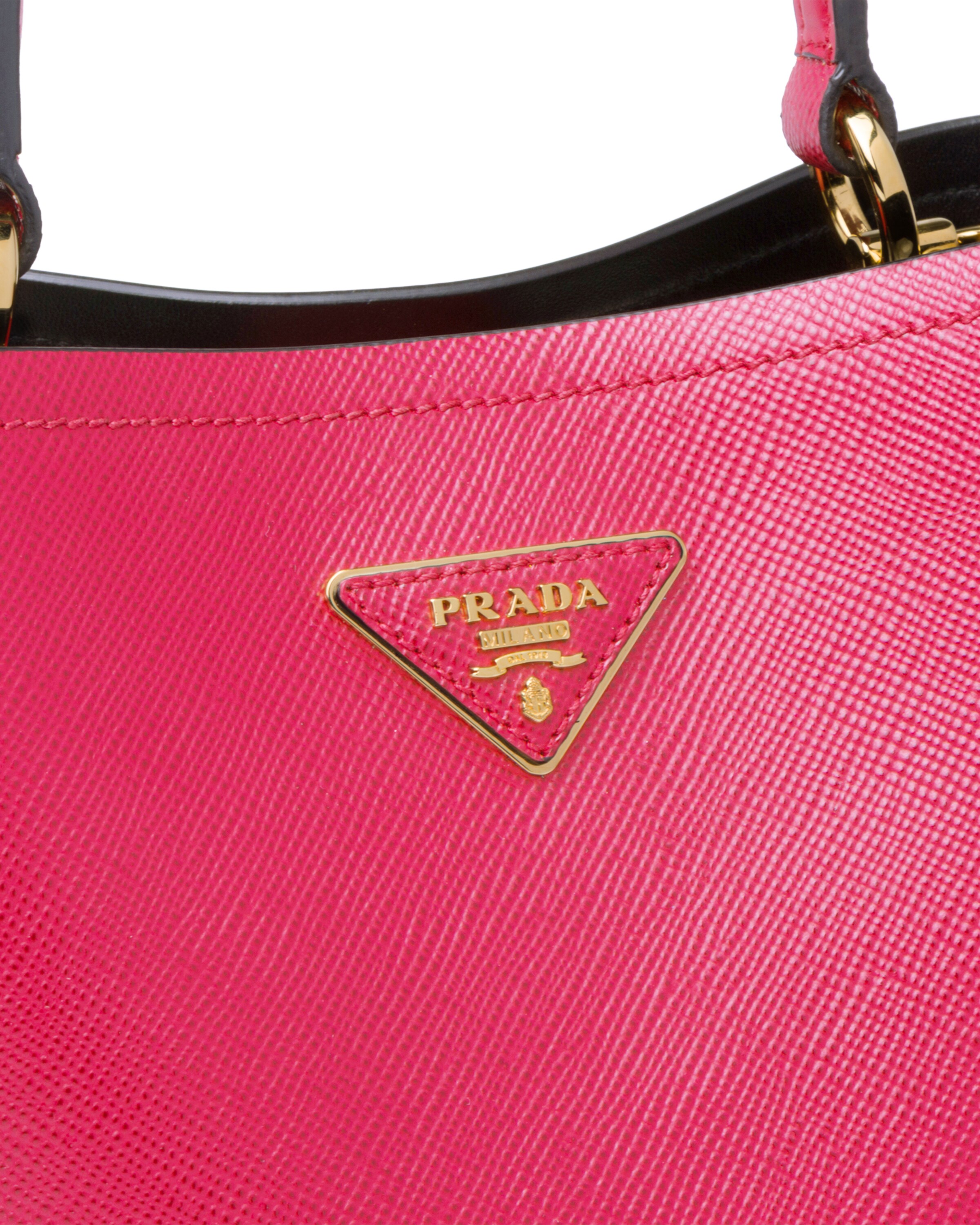 Magenta/black Medium Saffiano Leather Prada Panier Bag | Prada