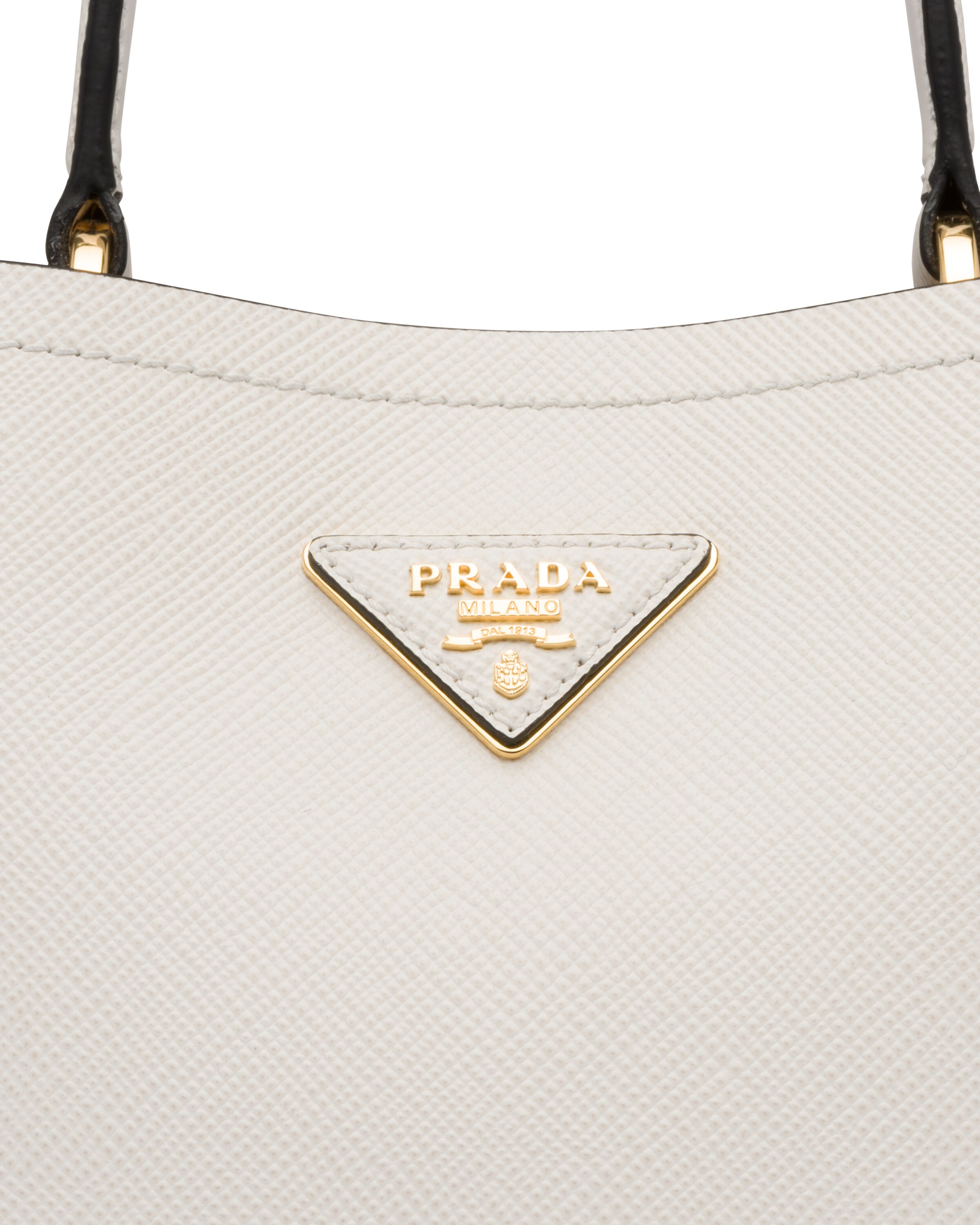 Bolso pequeño de piel Saffiano Prada Panier Blanco/negro | Prada