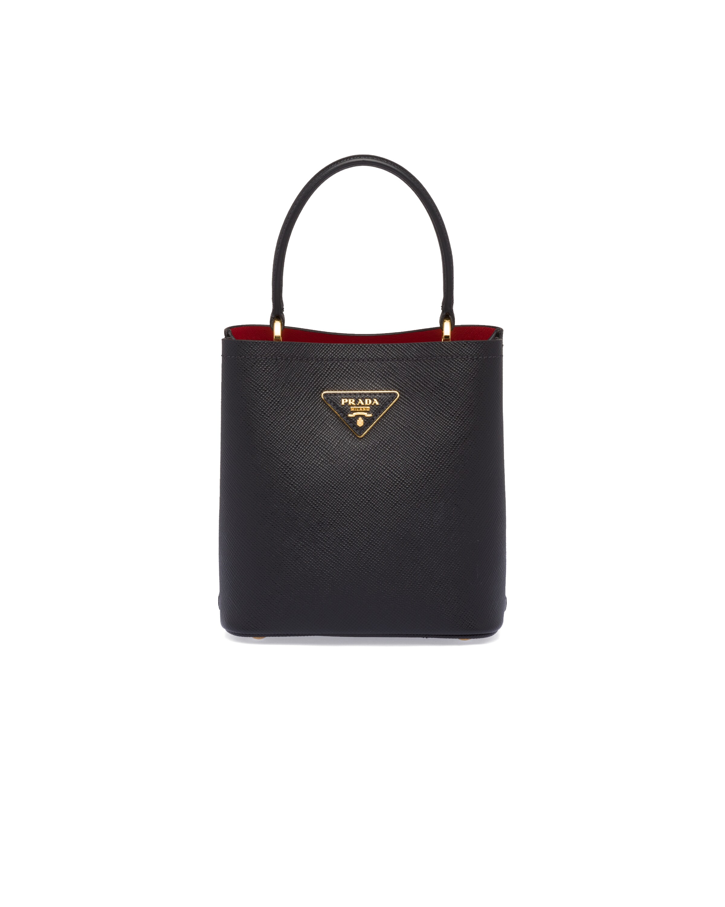 Petit sac Prada Panier en cuir Saffiano Noir/rouge Vif | Prada