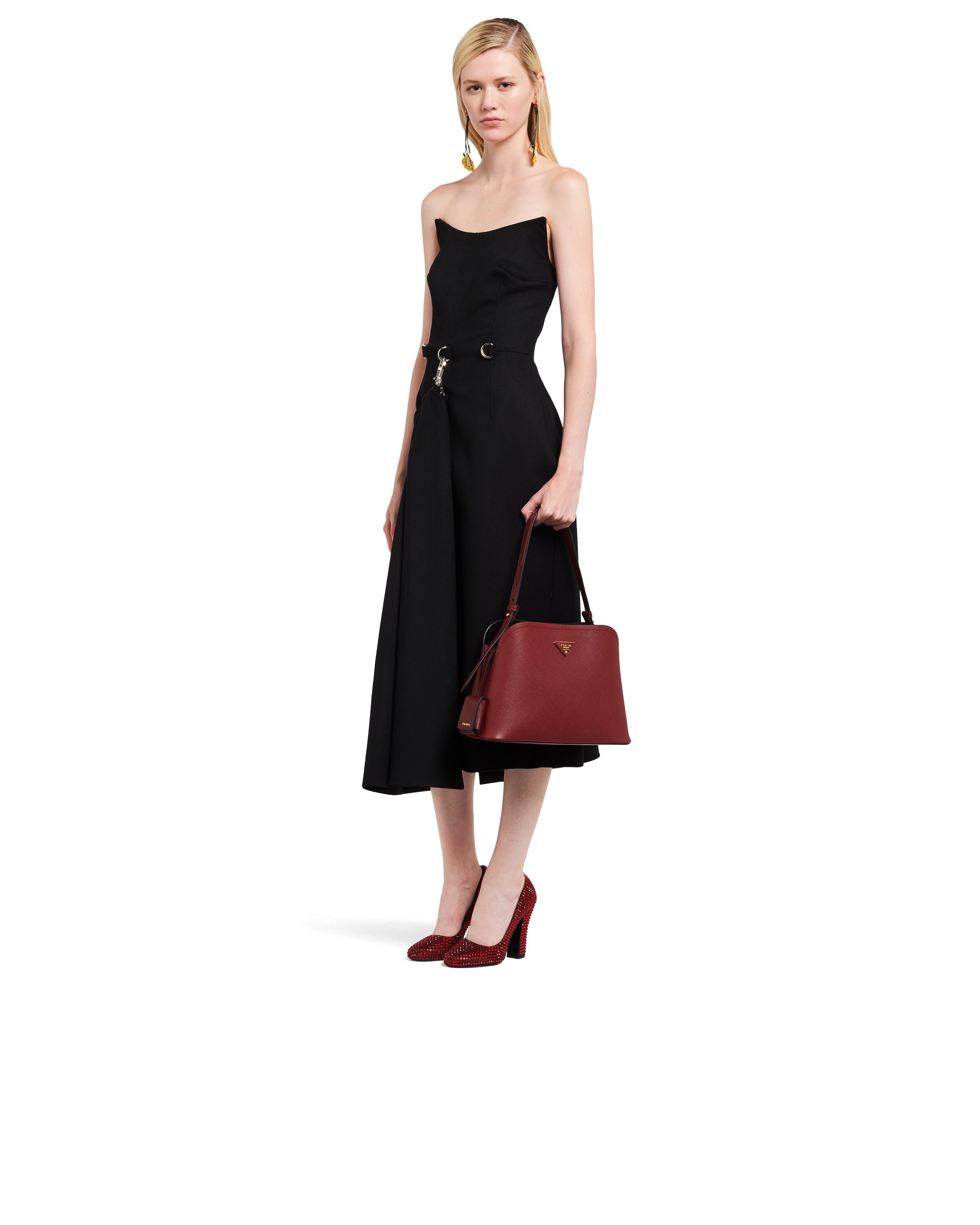 Cerise/black Saffiano Leather Prada Matinée Bag | Prada