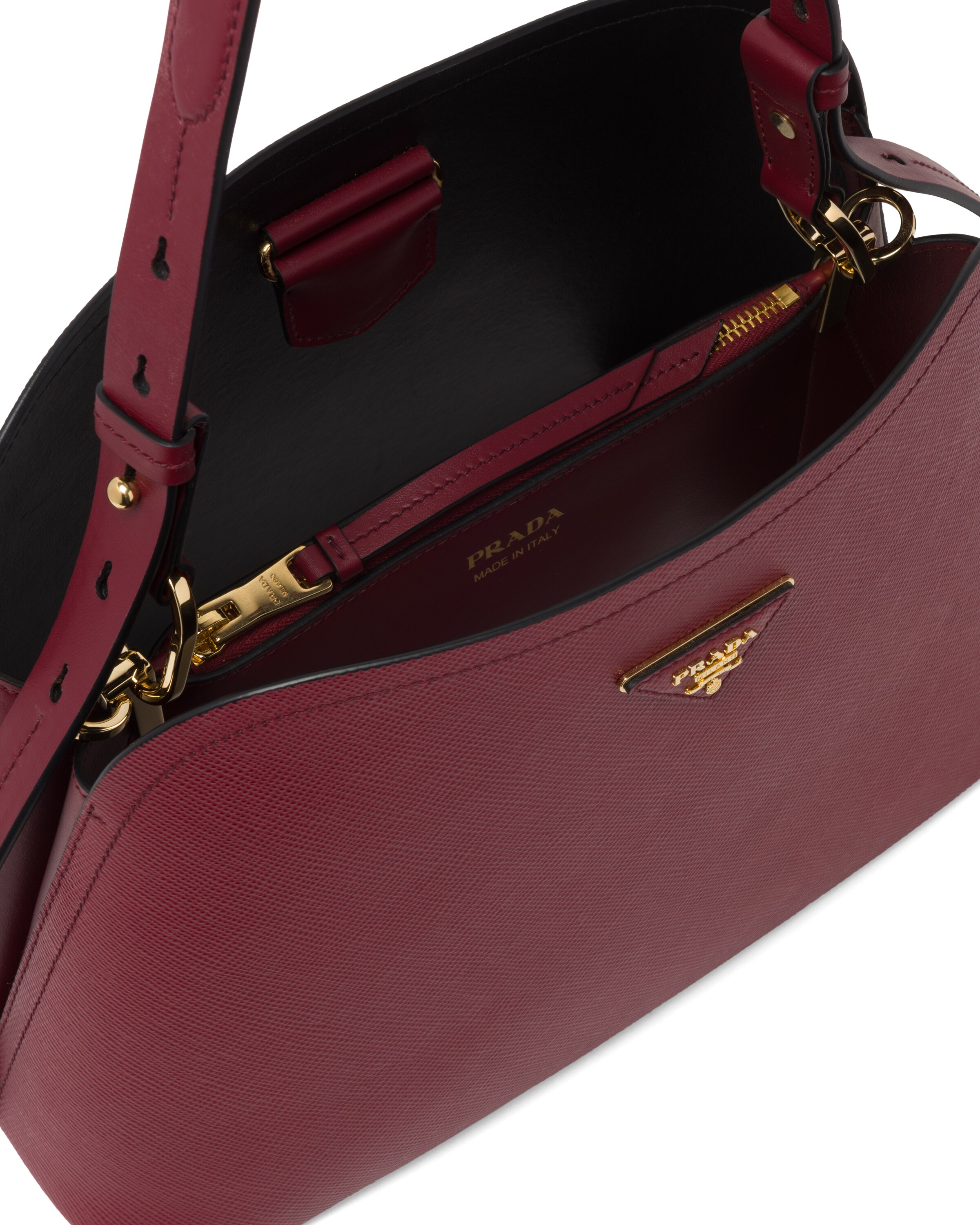 Cerise/black Saffiano Leather Prada Matinée Bag | Prada