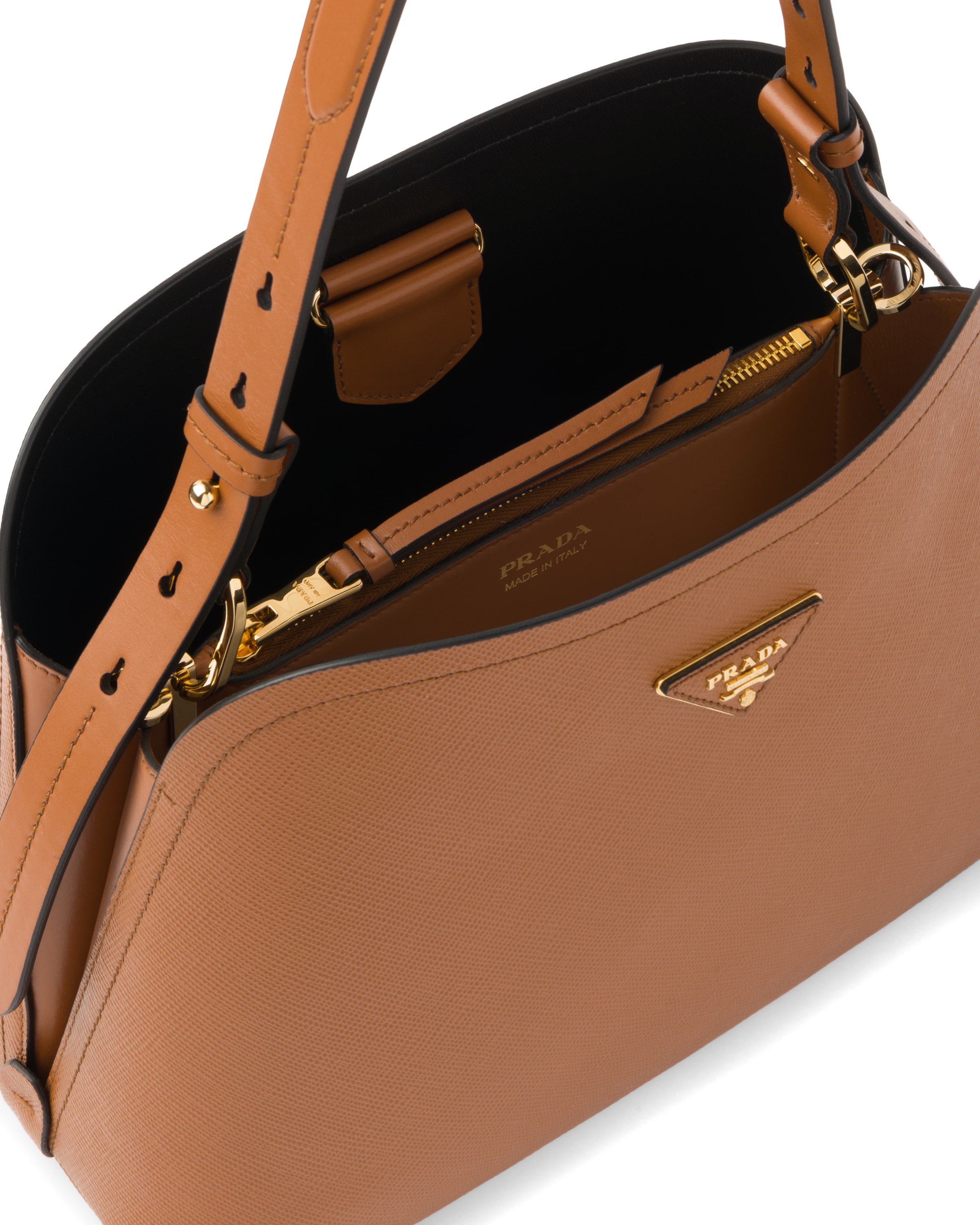 Cognac/black Saffiano Leather Prada Matinée Bag | Prada