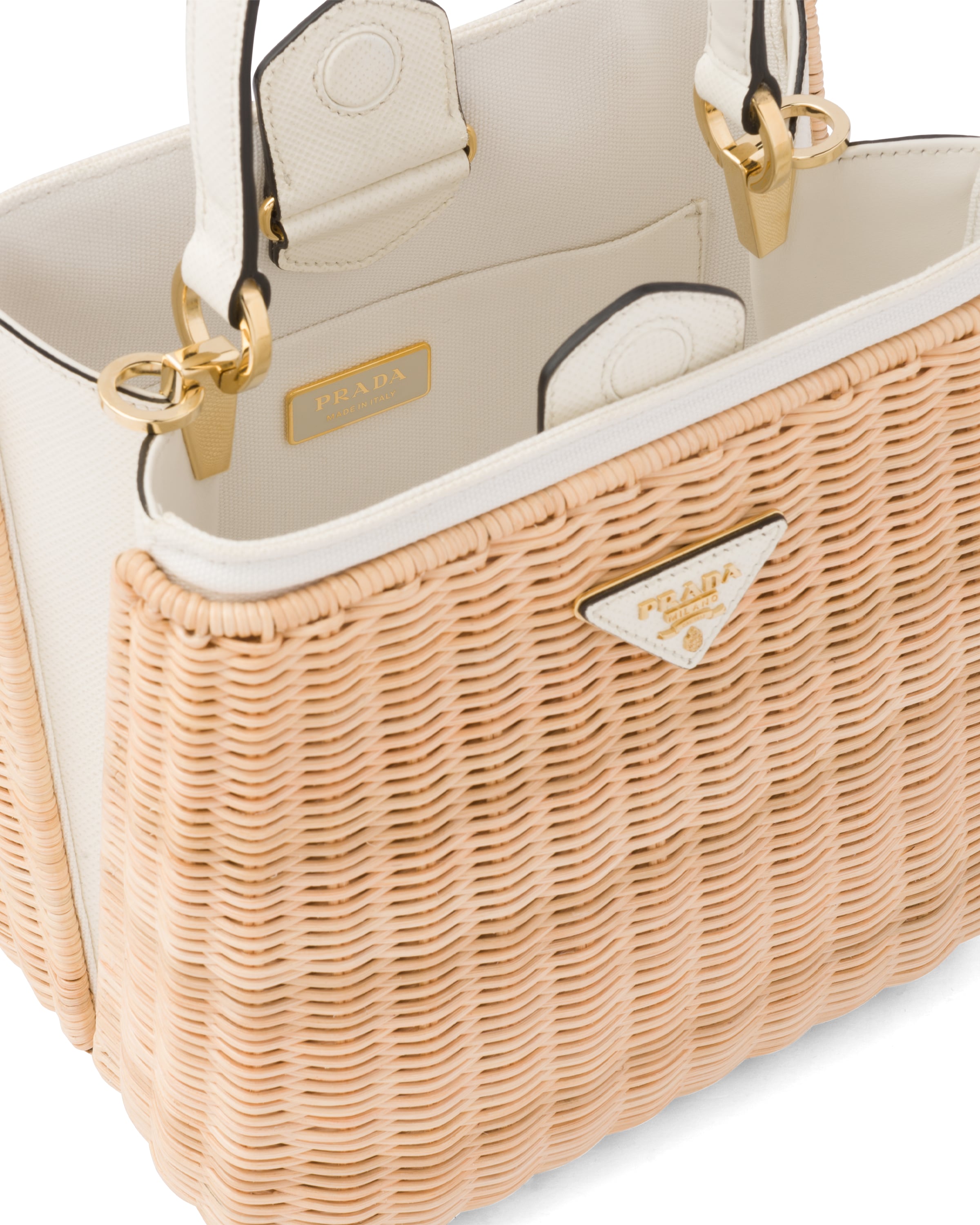Wicker and Canvas Handbag | Prada