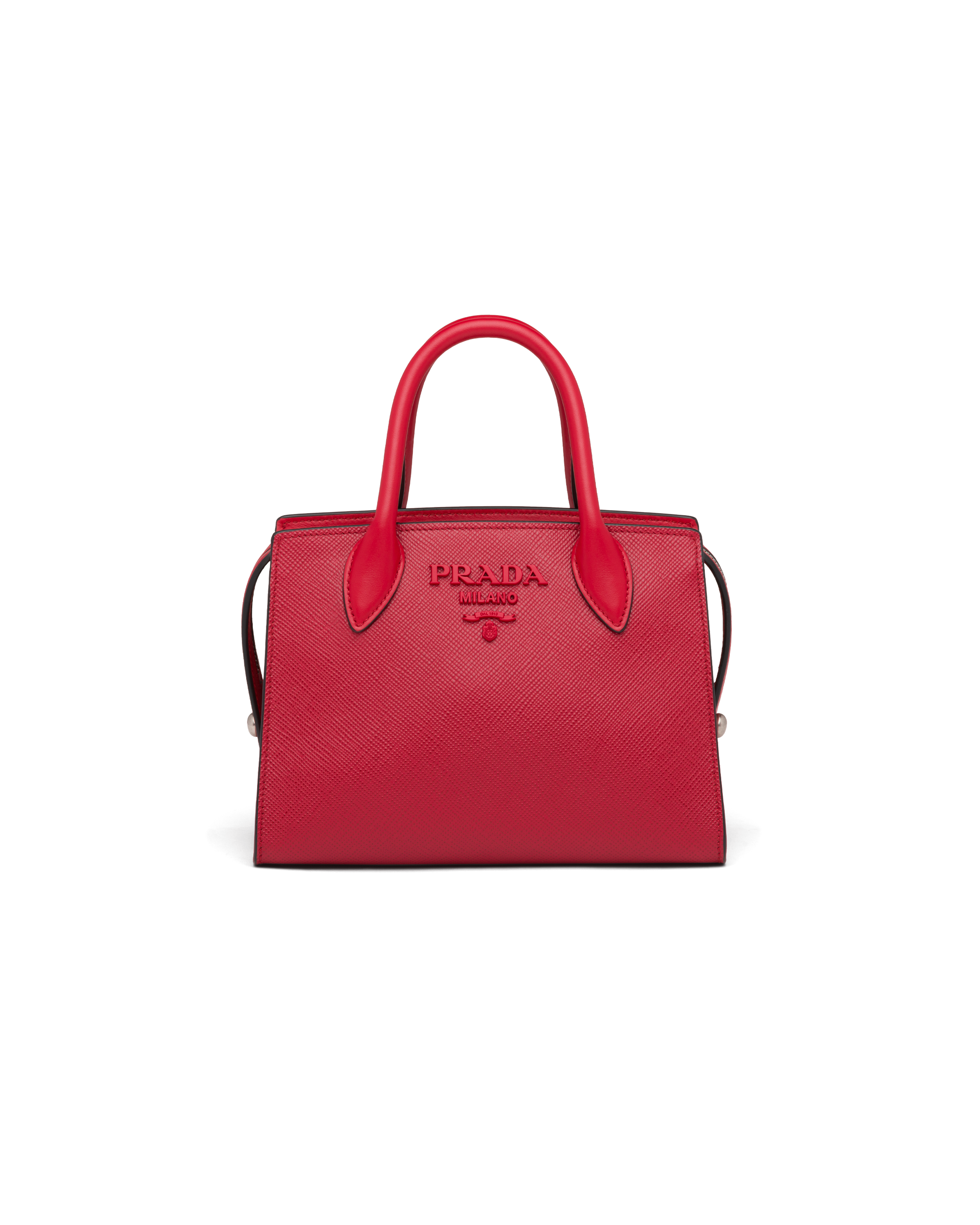 Fiery Red Saffiano Leather Prada Monochrome Bag | Prada