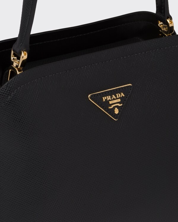 Black Medium Saffiano Leather Prada Matinée Bag | PRADA