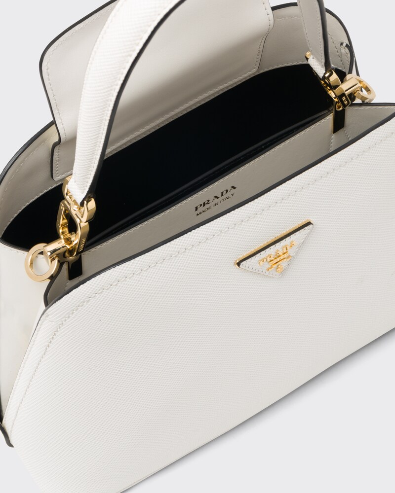 White Medium Saffiano Leather Prada Matinée Bag | PRADA