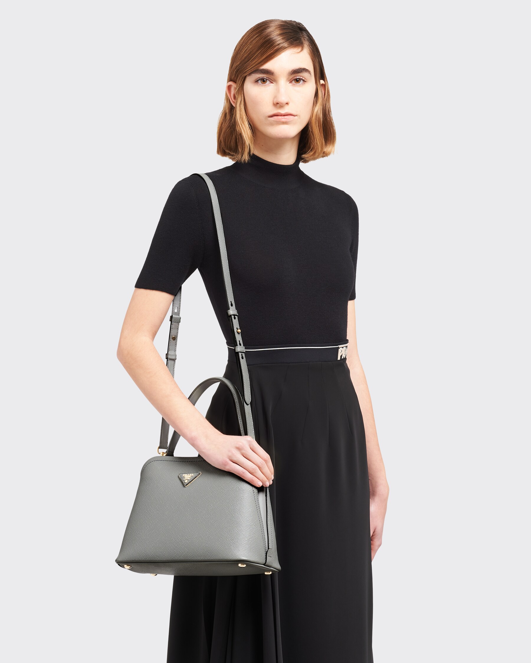 Slate Gray Medium Saffiano Leather Prada Matinée Bag | PRADA