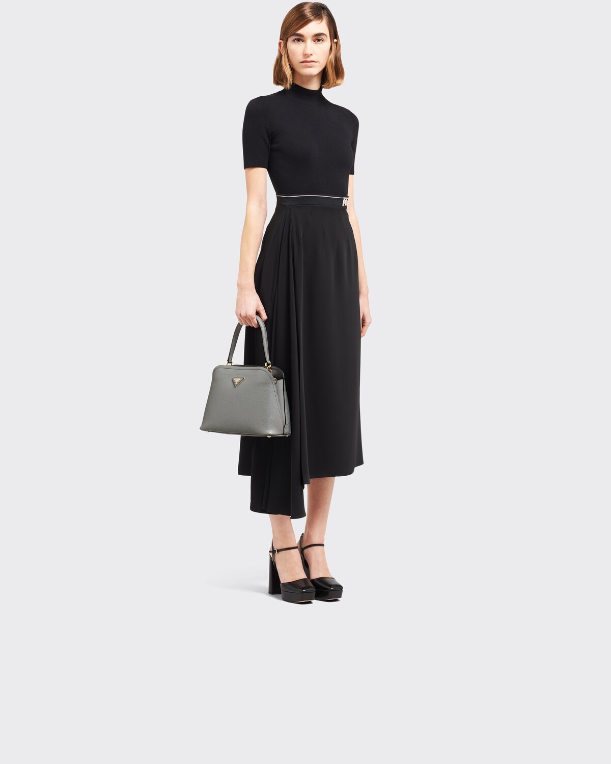 Slate Gray Medium Saffiano Leather Prada Matinée Bag | PRADA