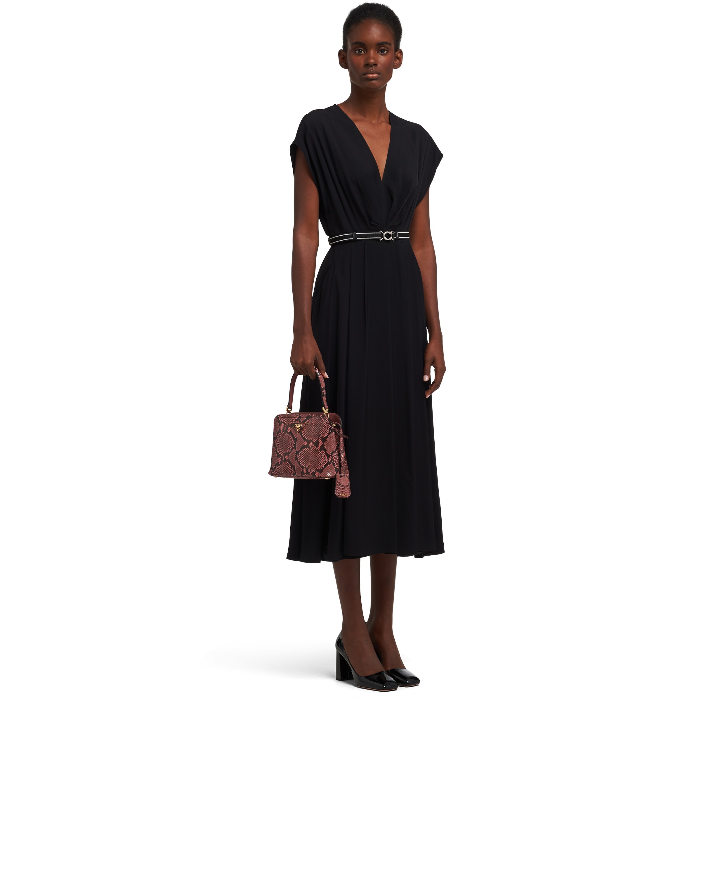 Bolsa Prada Matinée pequena em couro python Rosa Pétala | Prada