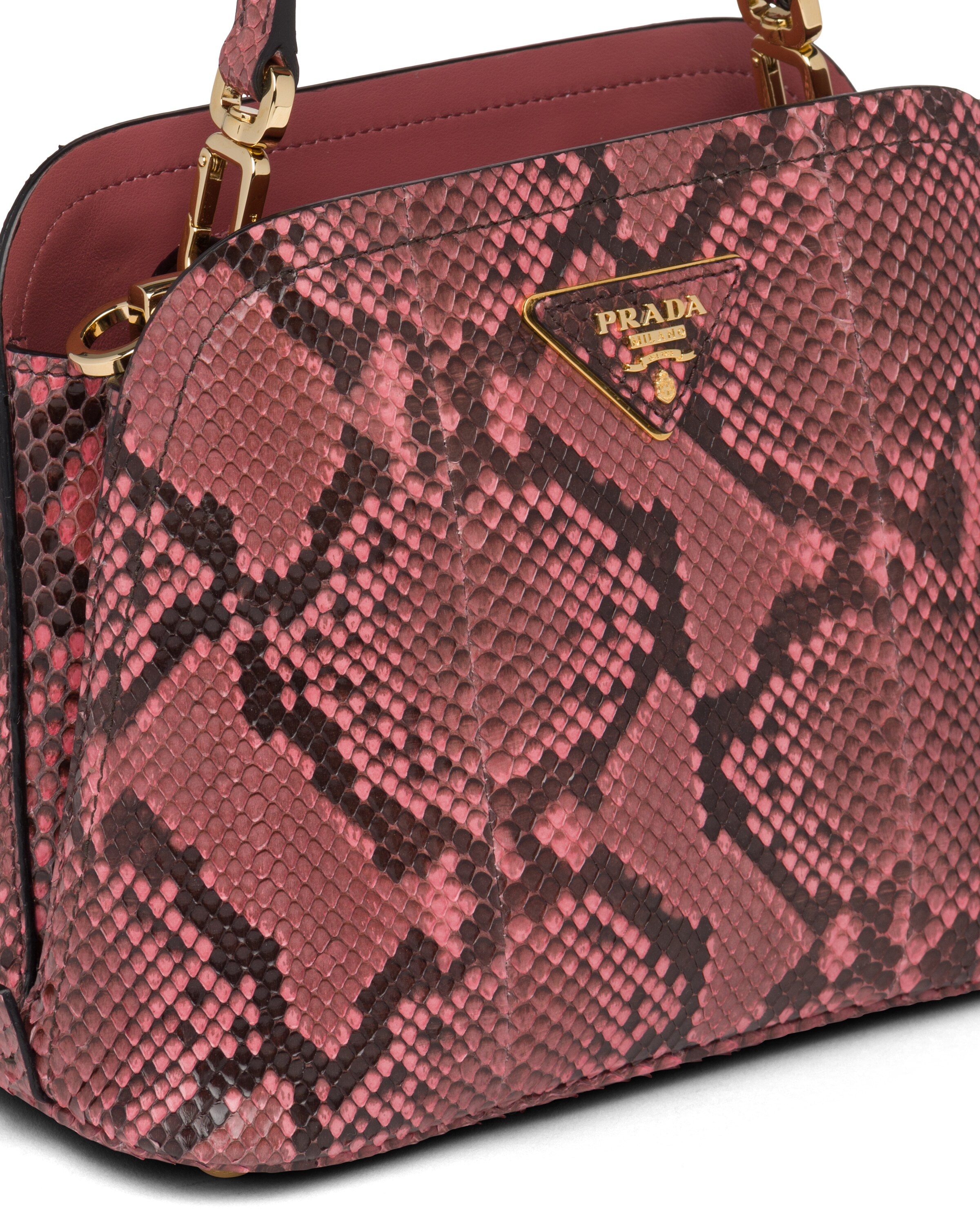 Bolsa Prada Matinée pequena em couro python Rosa Pétala | Prada